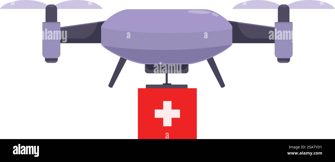 Drone is carrying a first aid kit, representing the use of technology ...