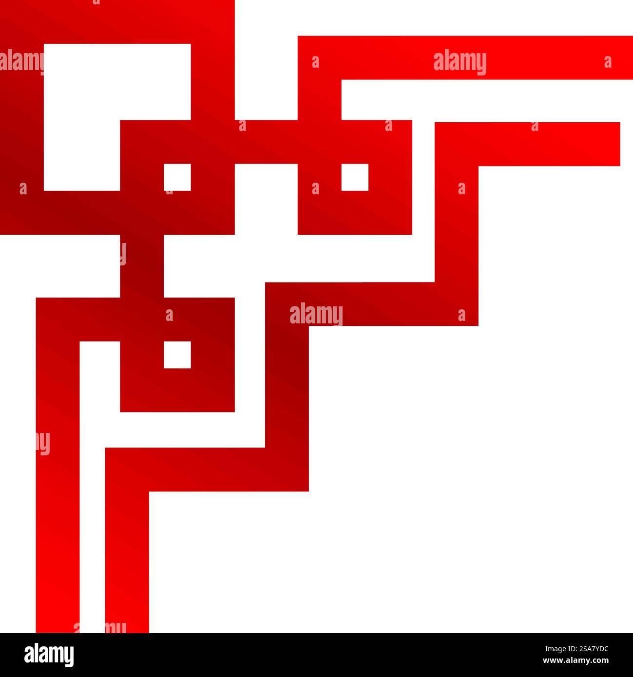 Red geometric shape forming a right angle corner design element on a ...