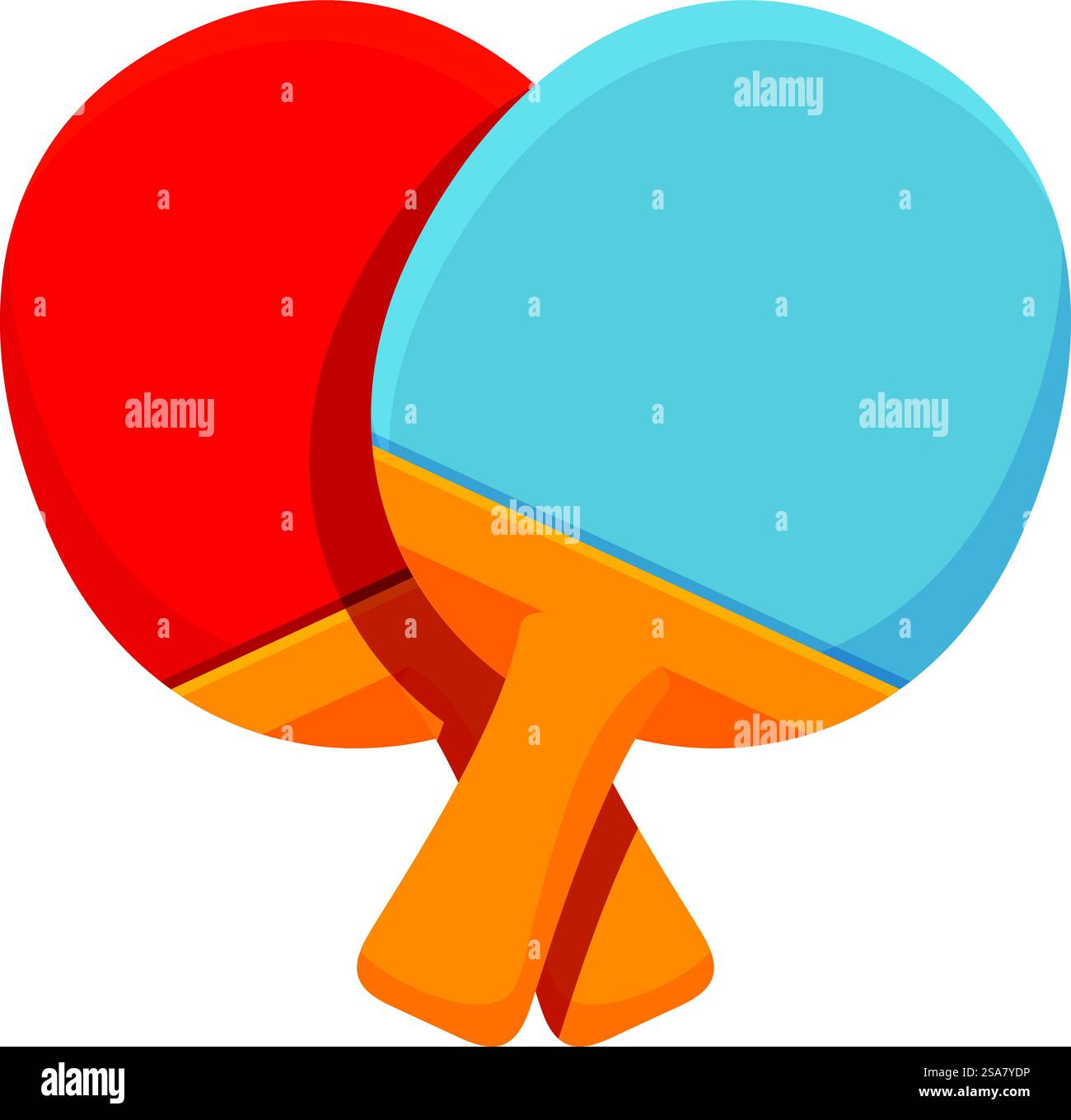 Two table tennis rackets crossing each other on white background. Two ...