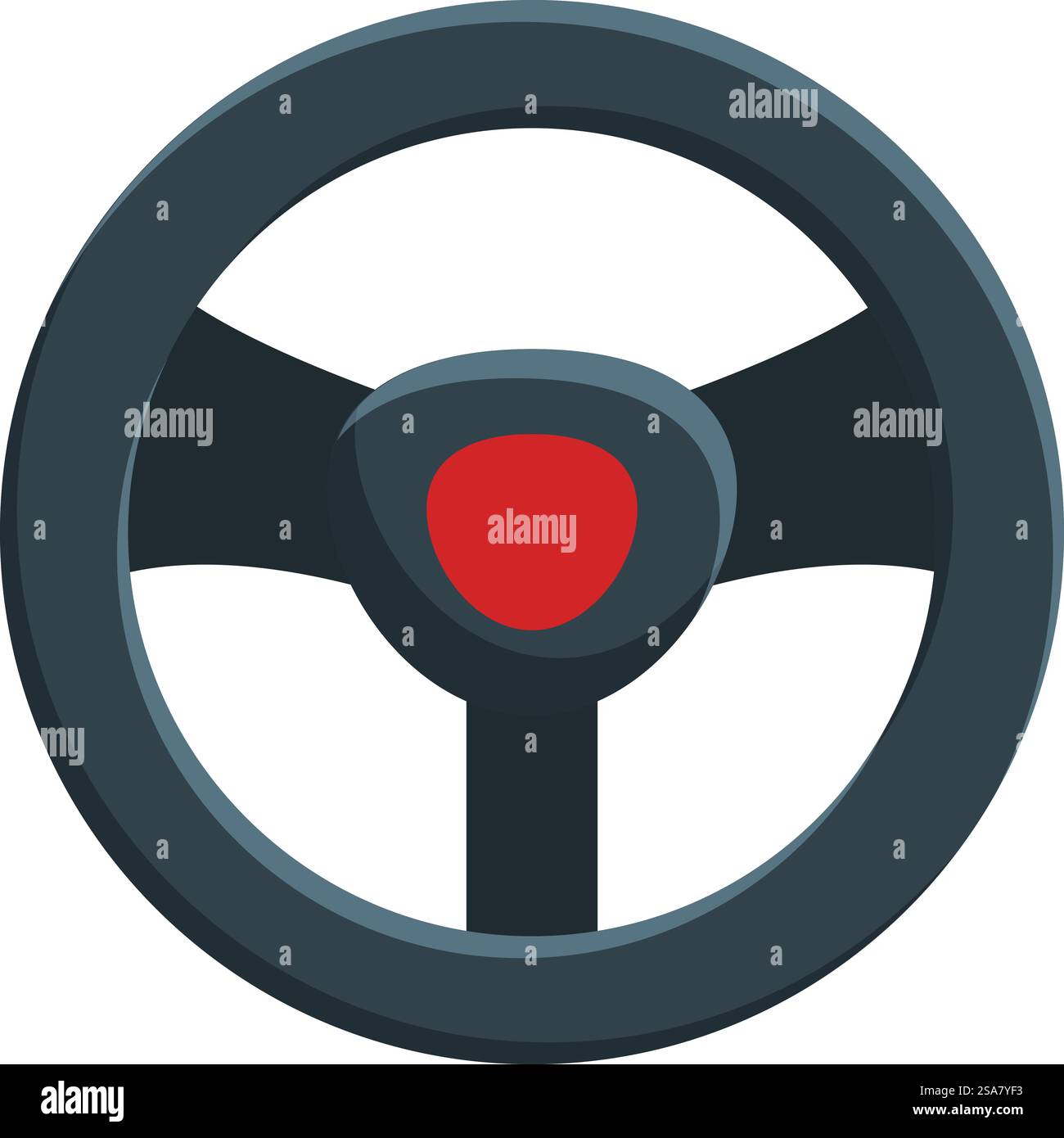Simple illustration of a steering wheel pointing straight ahead, perfect for projects related to ...
