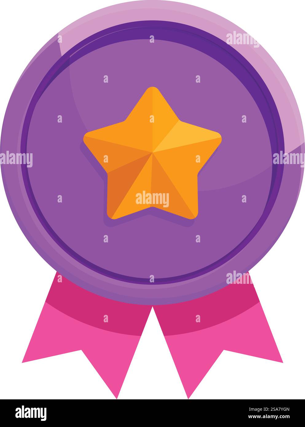 Purple medal award with a ribbon featuring a gold star is a symbol of ...