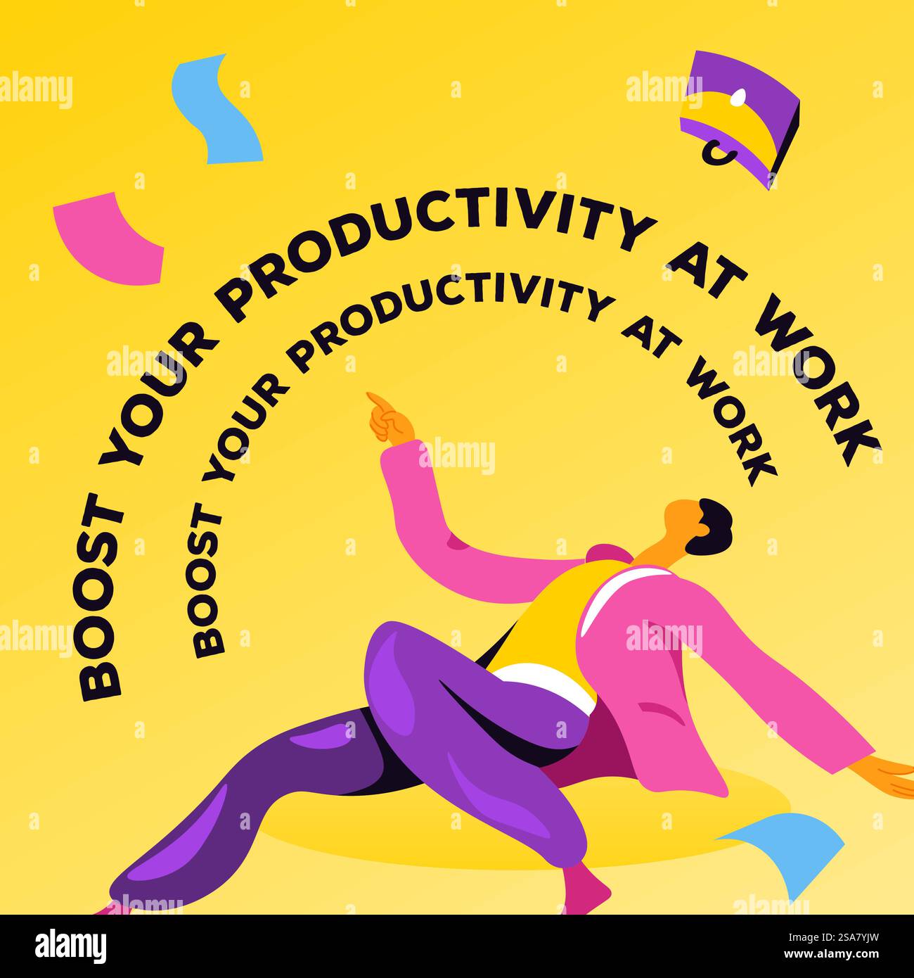 Productivity boost at work, employee with raised energy levels and ...