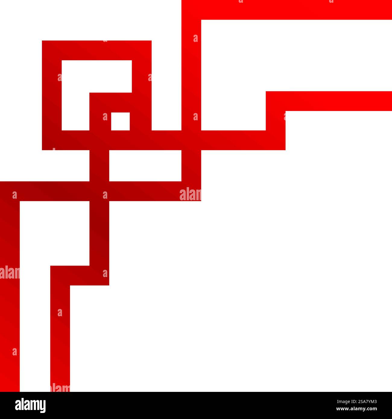 Red geometric shape forming an abstract right corner design element ...