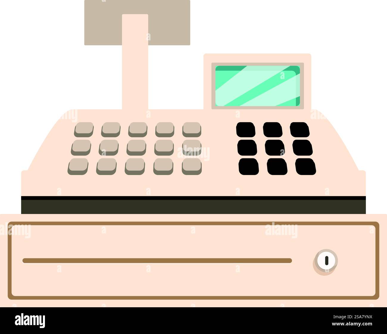Modern electronic cash register standing on a counter, ready for use in ...