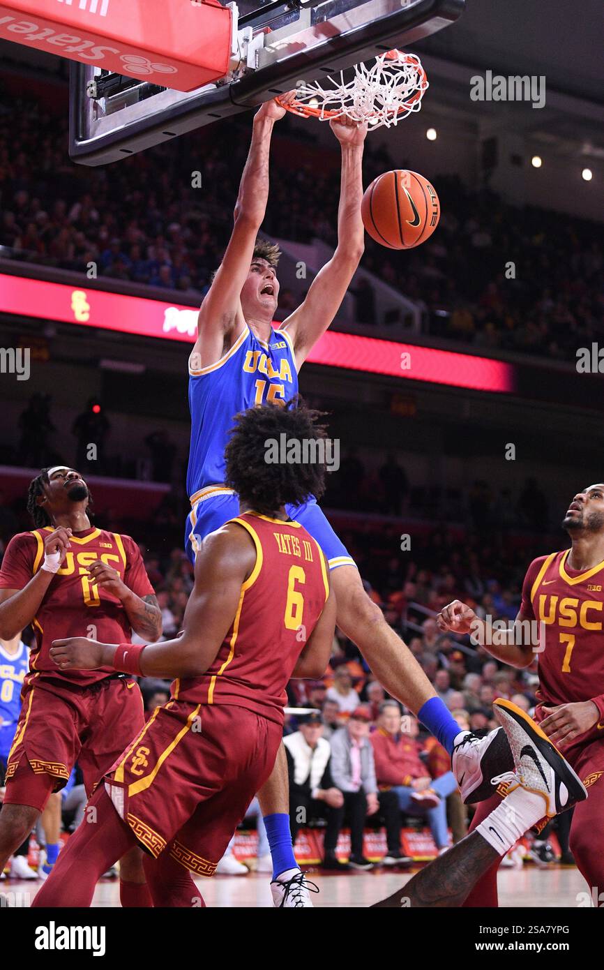 LOS ANGELES, CA - JANUARY 27: UCLA Bruins center Aday Mara (15) dunks ...