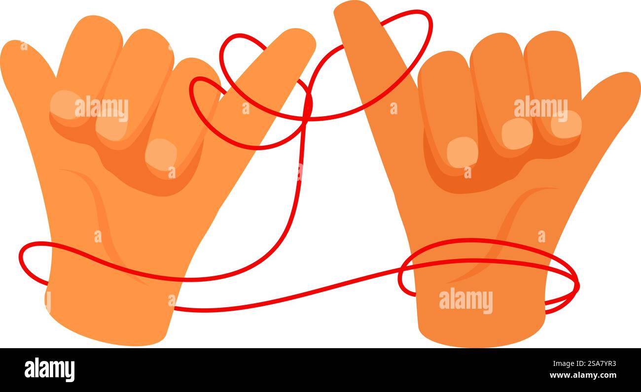 Two hands making pinky promise with red thread connecting them ...