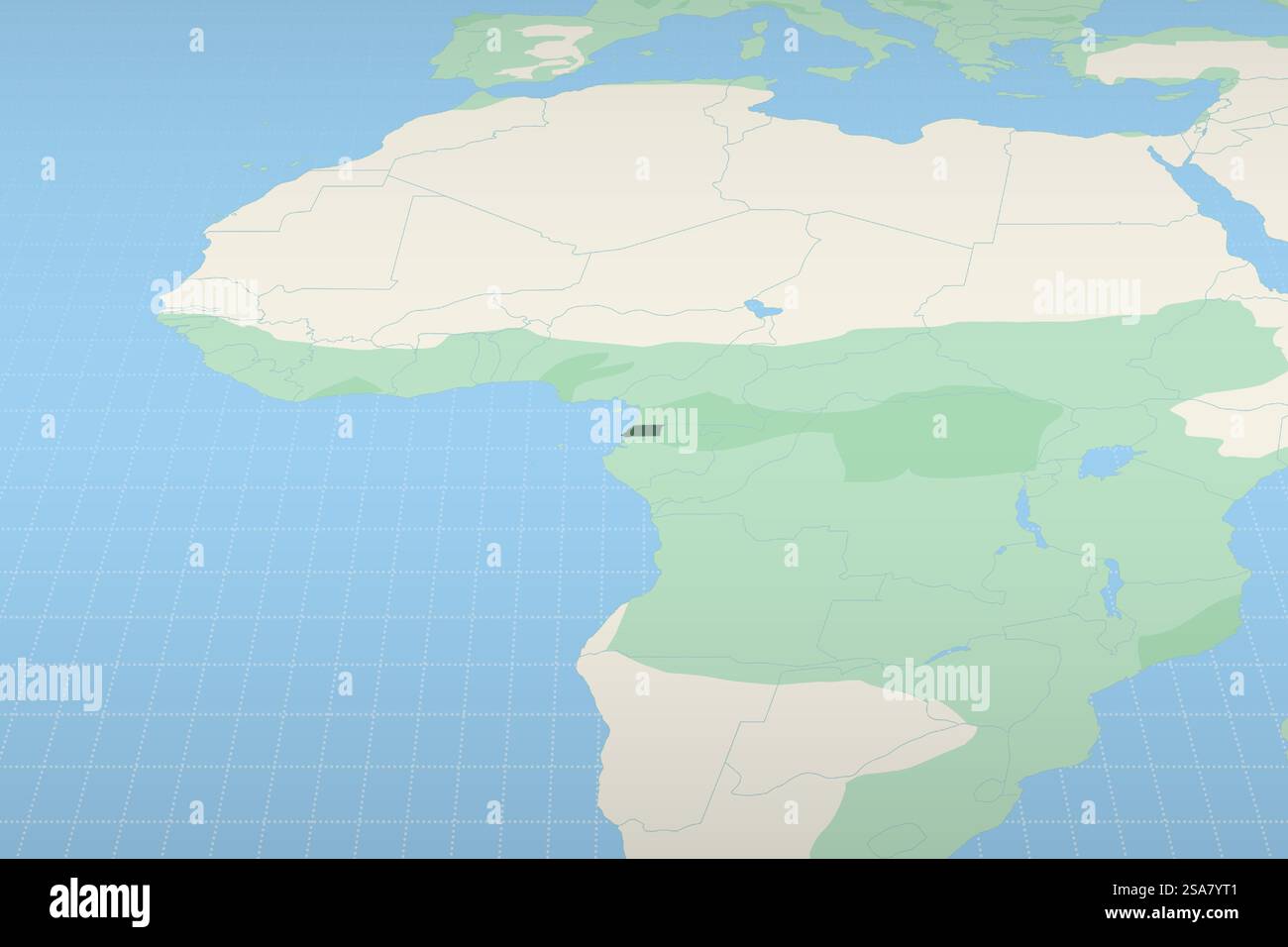 Equatorial Guinea highlighted on a detailed map, geographic location of ...