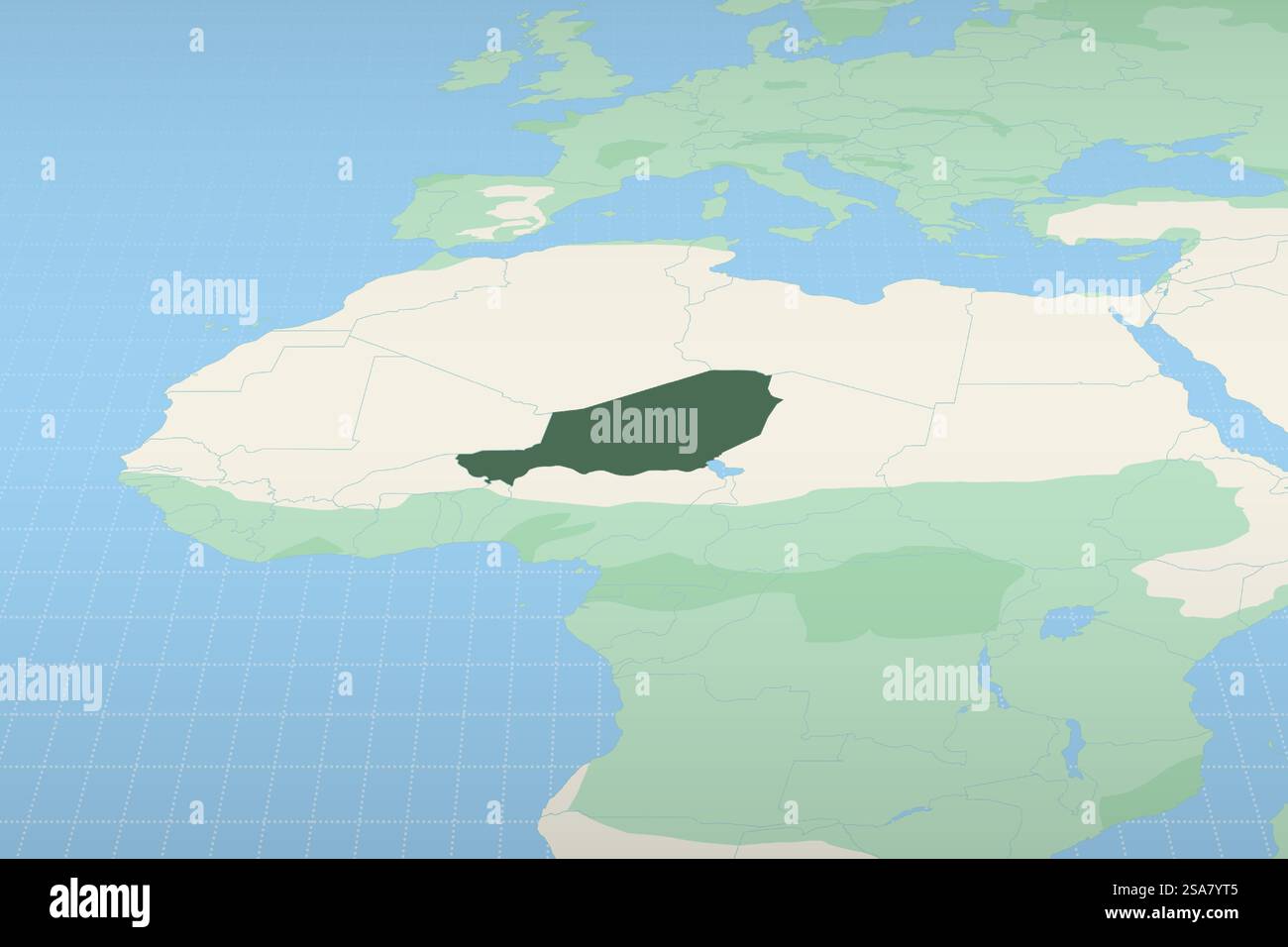 Niger highlighted on a detailed map, geographic location of Niger ...