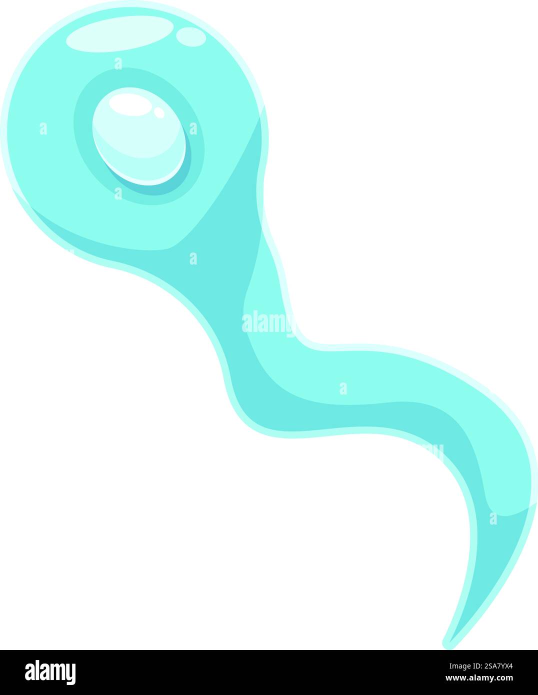 Simple cartoon bacteria or virus swimming with a tail. Blue bacteria or ...