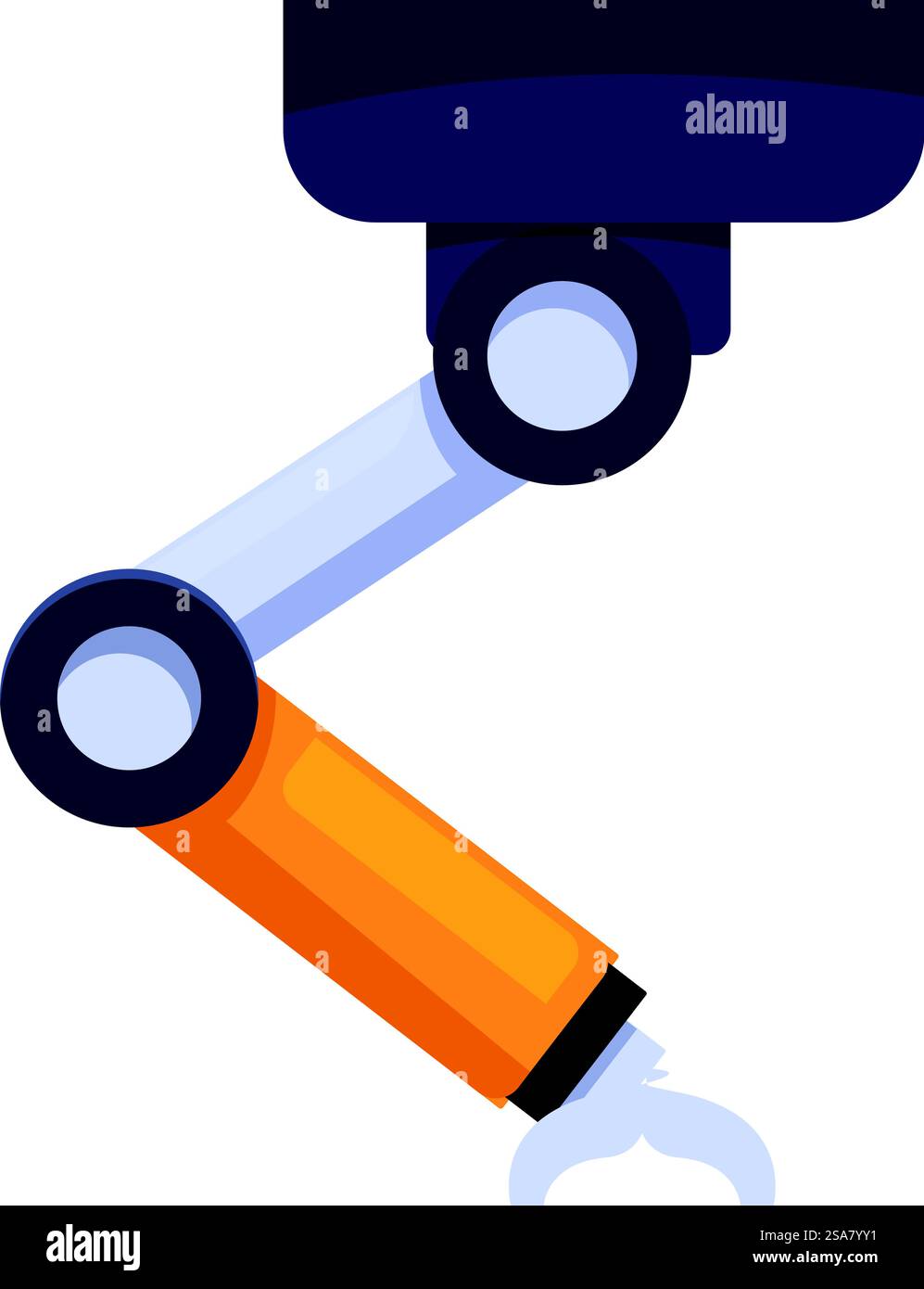 Industrial robot arm is shown picking up an object, showcasing automation in the manufacturing ...