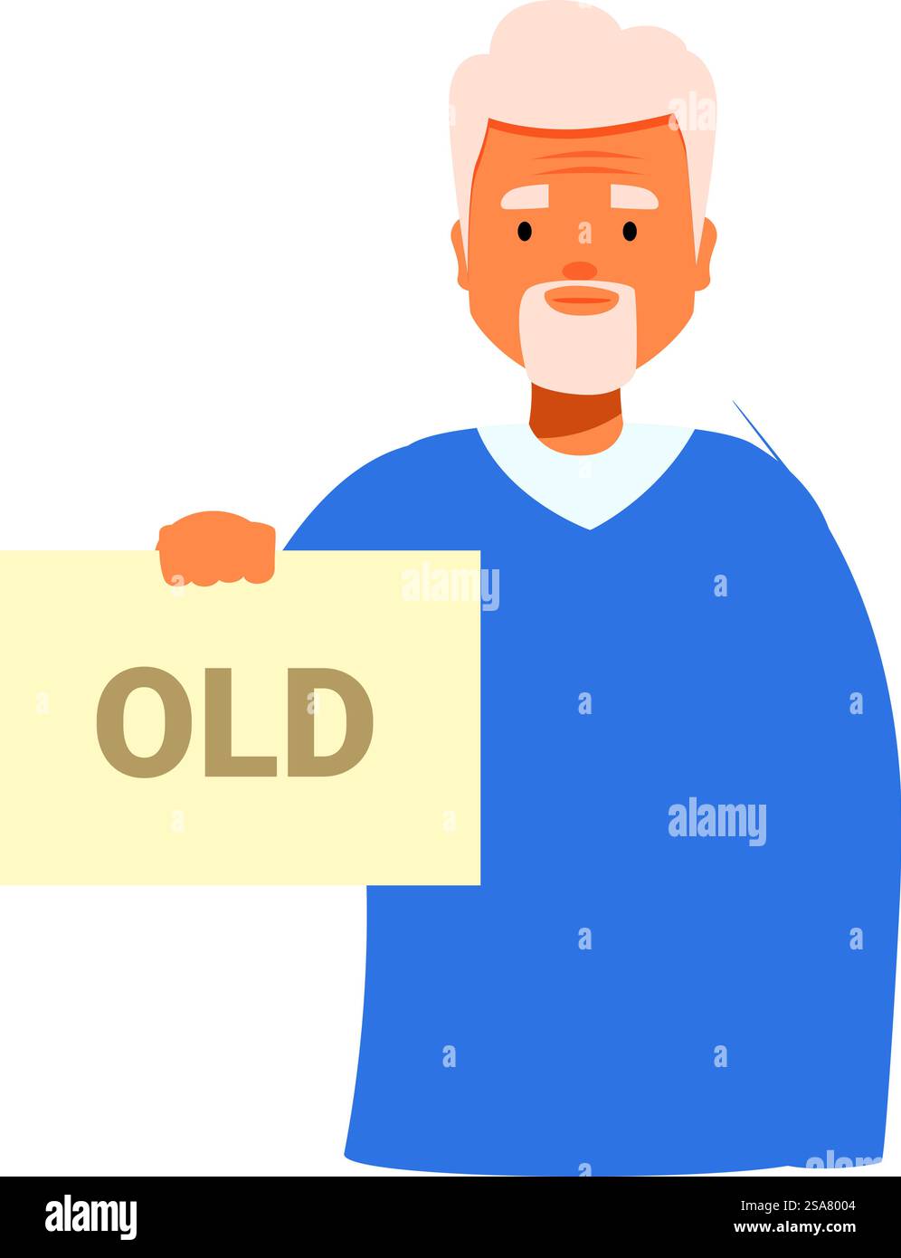 Elderly man is holding a sign that says old on it, symbolizing the ...