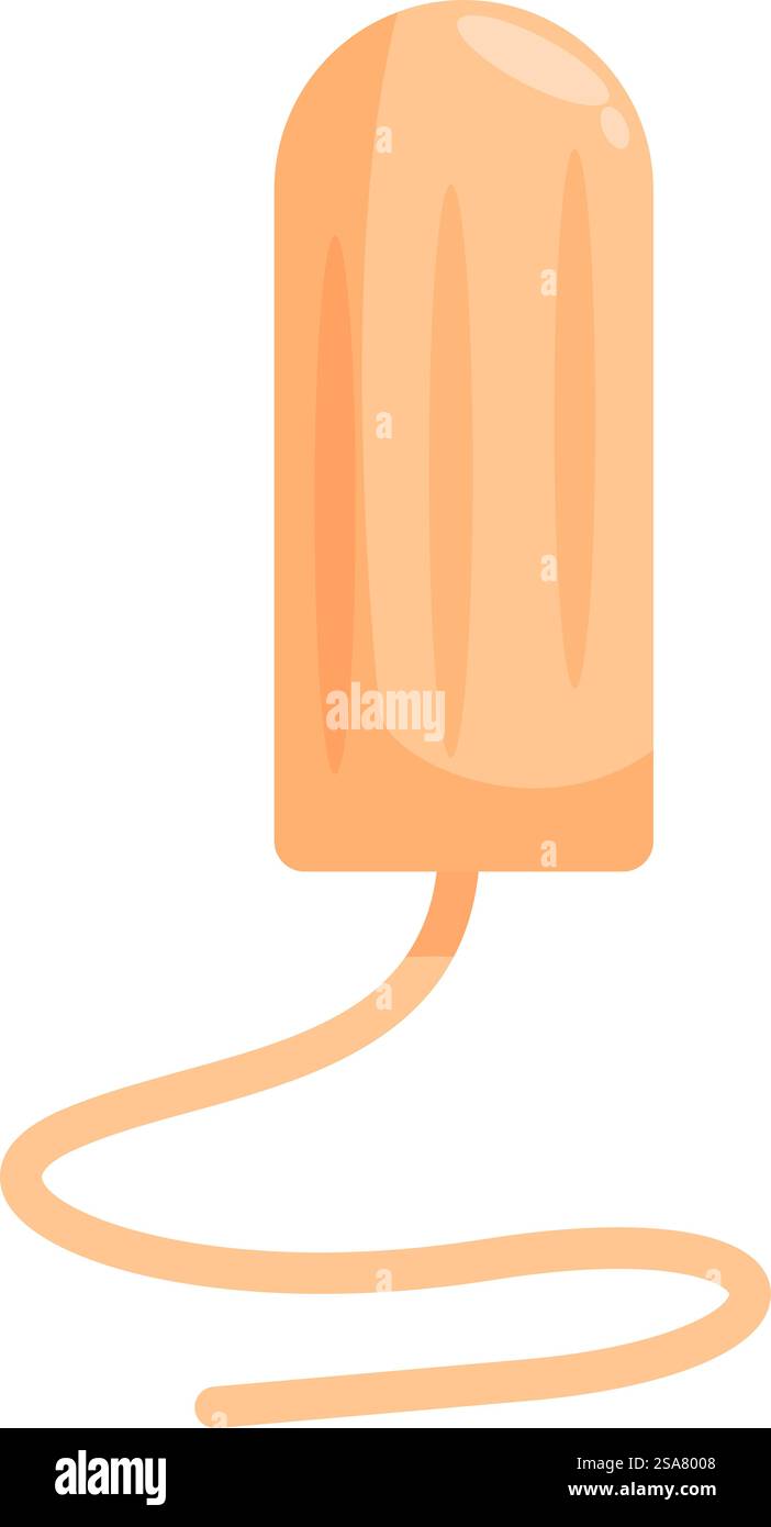 Feminine hygiene product tampon with string showing period on white ...
