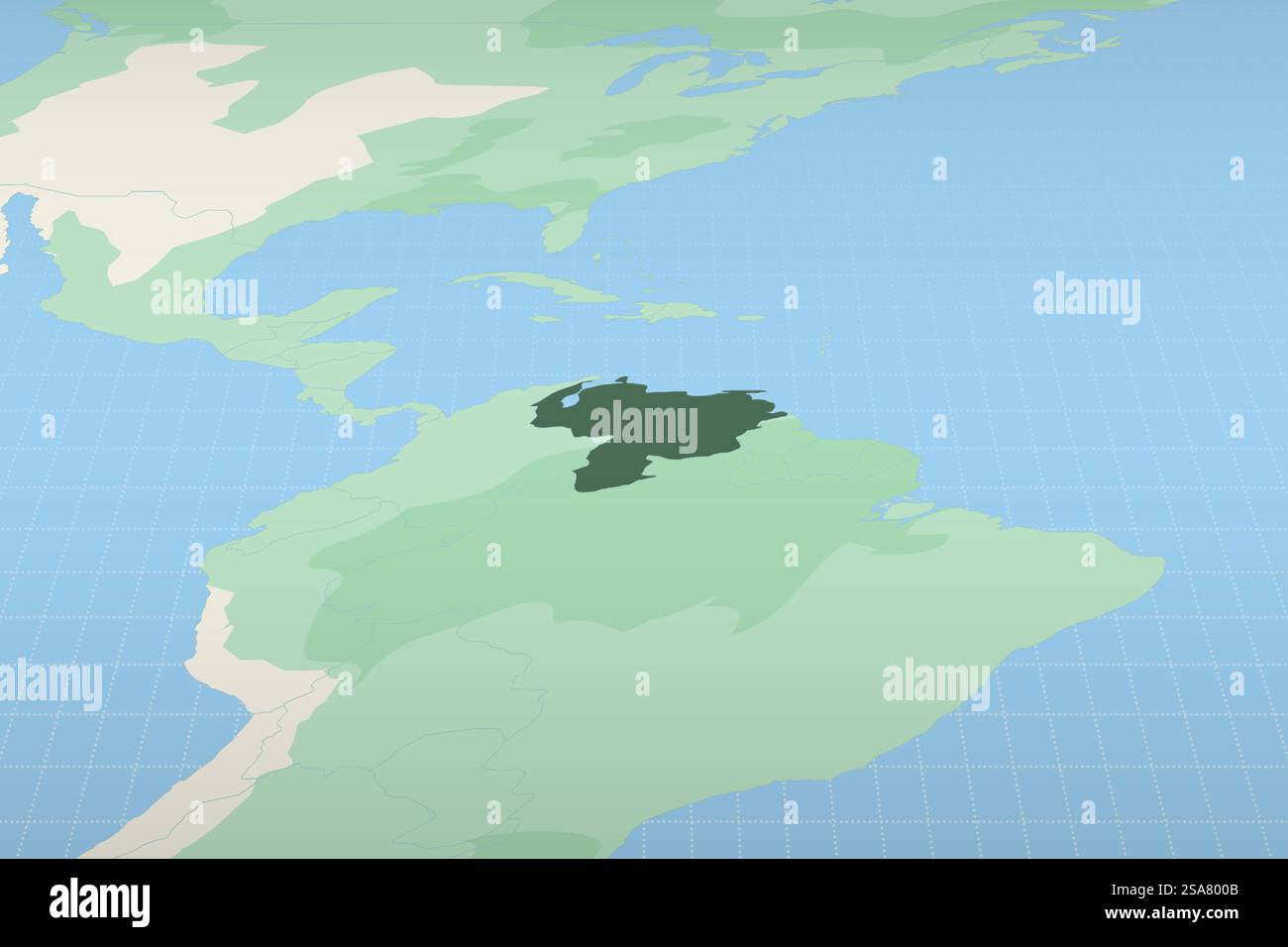 Venezuela highlighted on a detailed map, geographic location of ...