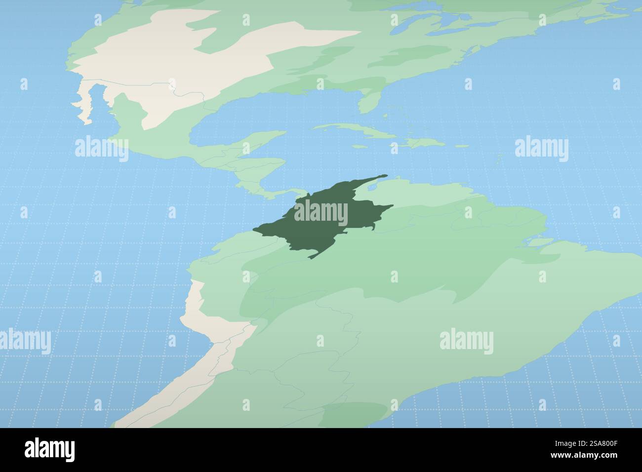 Colombia highlighted on a detailed map, geographic location of Colombia ...