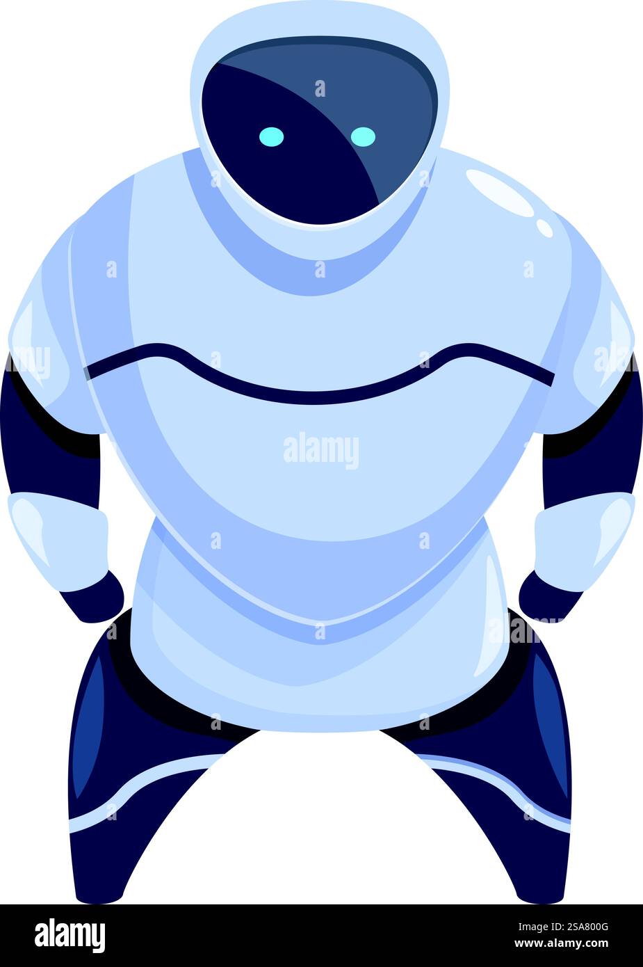 Powerful robot is standing with its arms akimbo, conveying a sense of ...