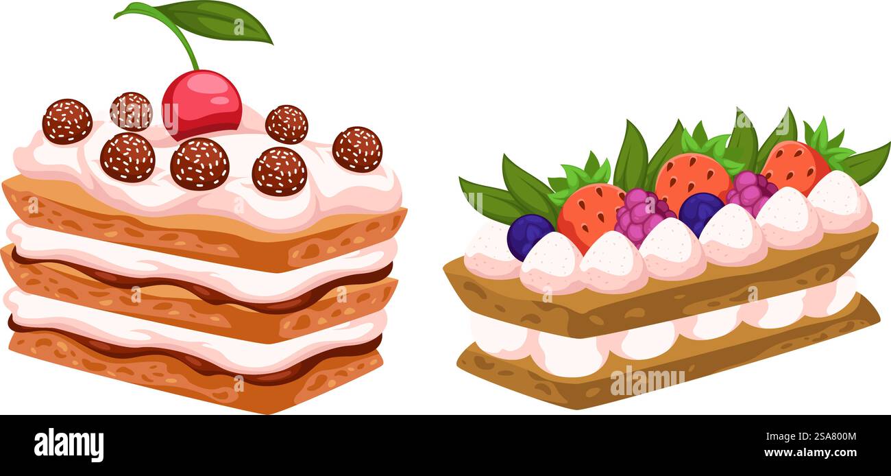 Tasty restaurant treat, isolated cake with cream or mousse, biscuit and ...