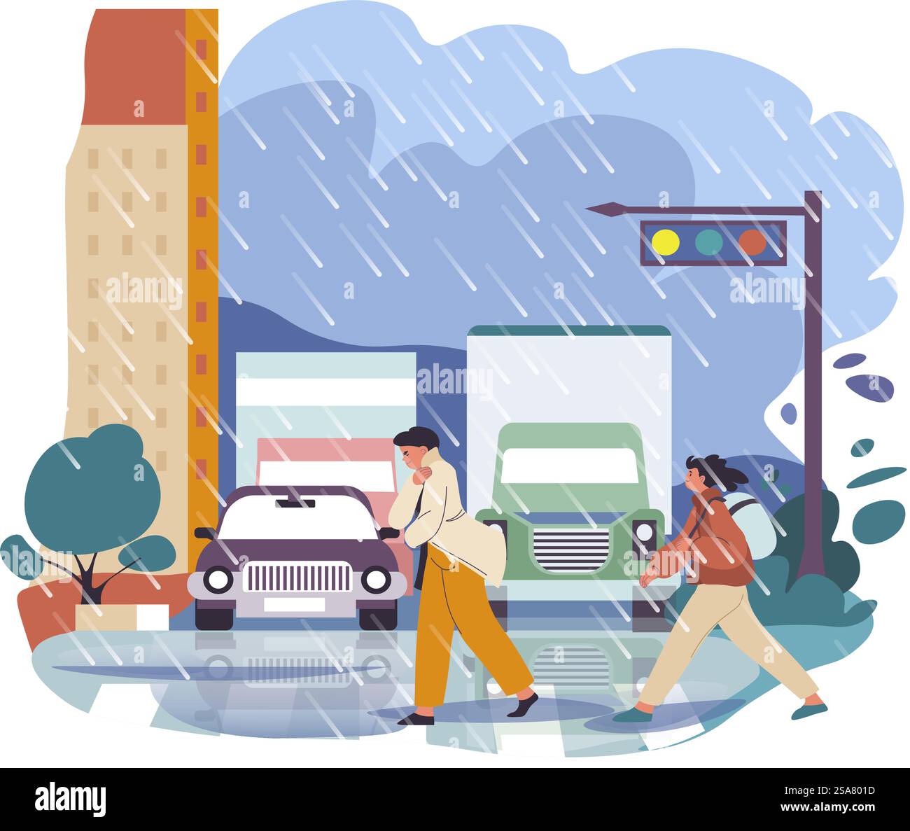 Puddles in the city Stock Vector Images - Alamy