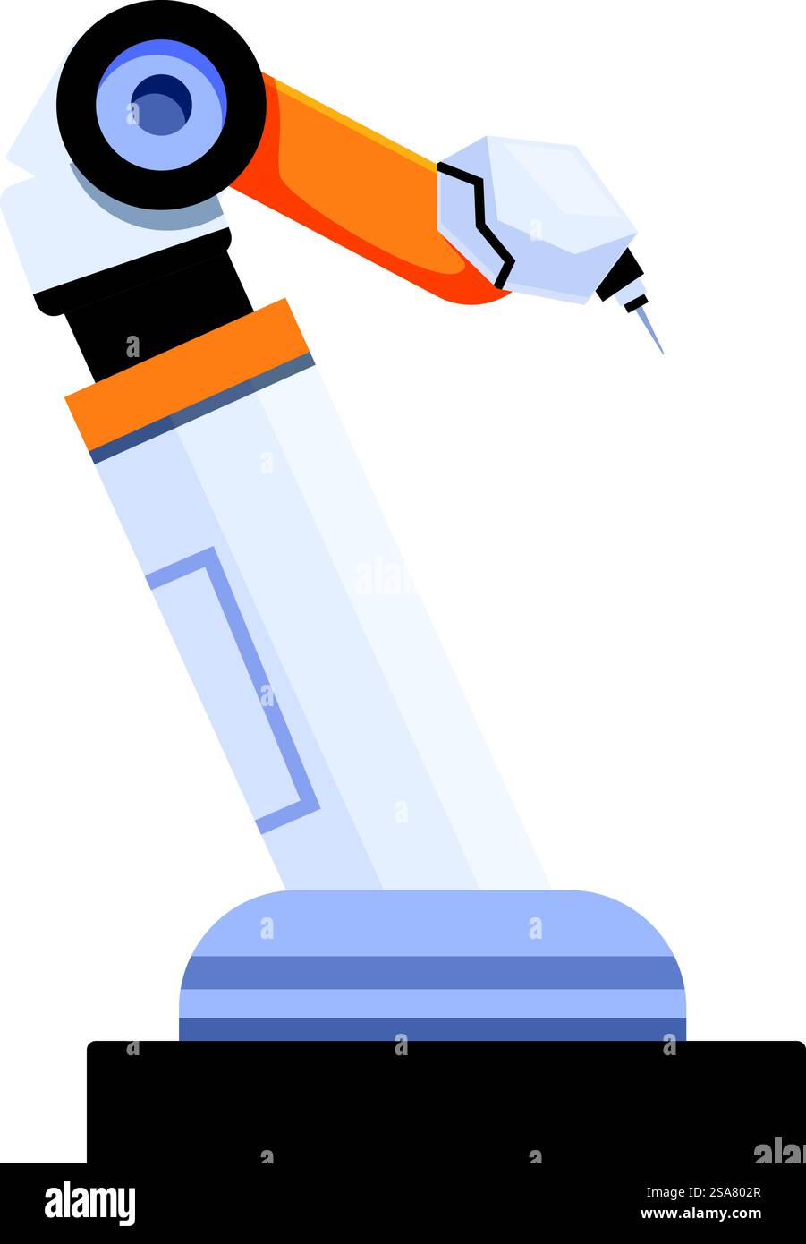 Robotic arm is shown against a white background, representing automation in a factory setting ...