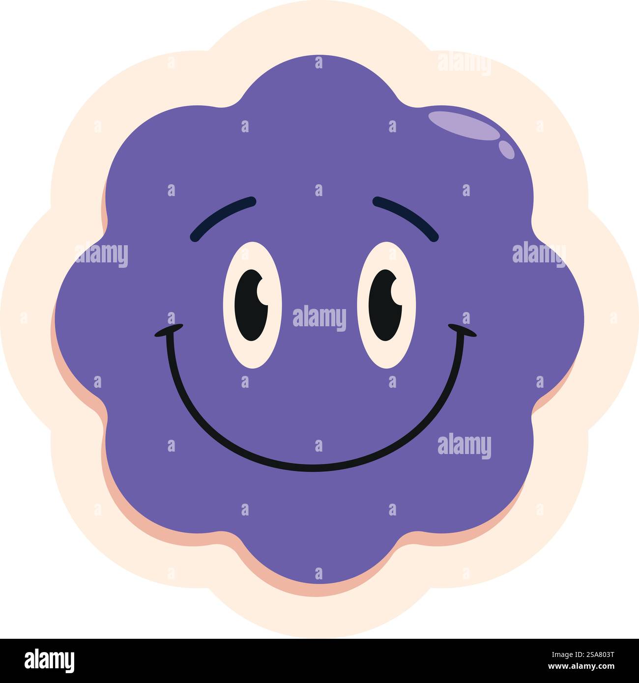 Happy, smiling purple cartoon character with big eyes and a big smile ...