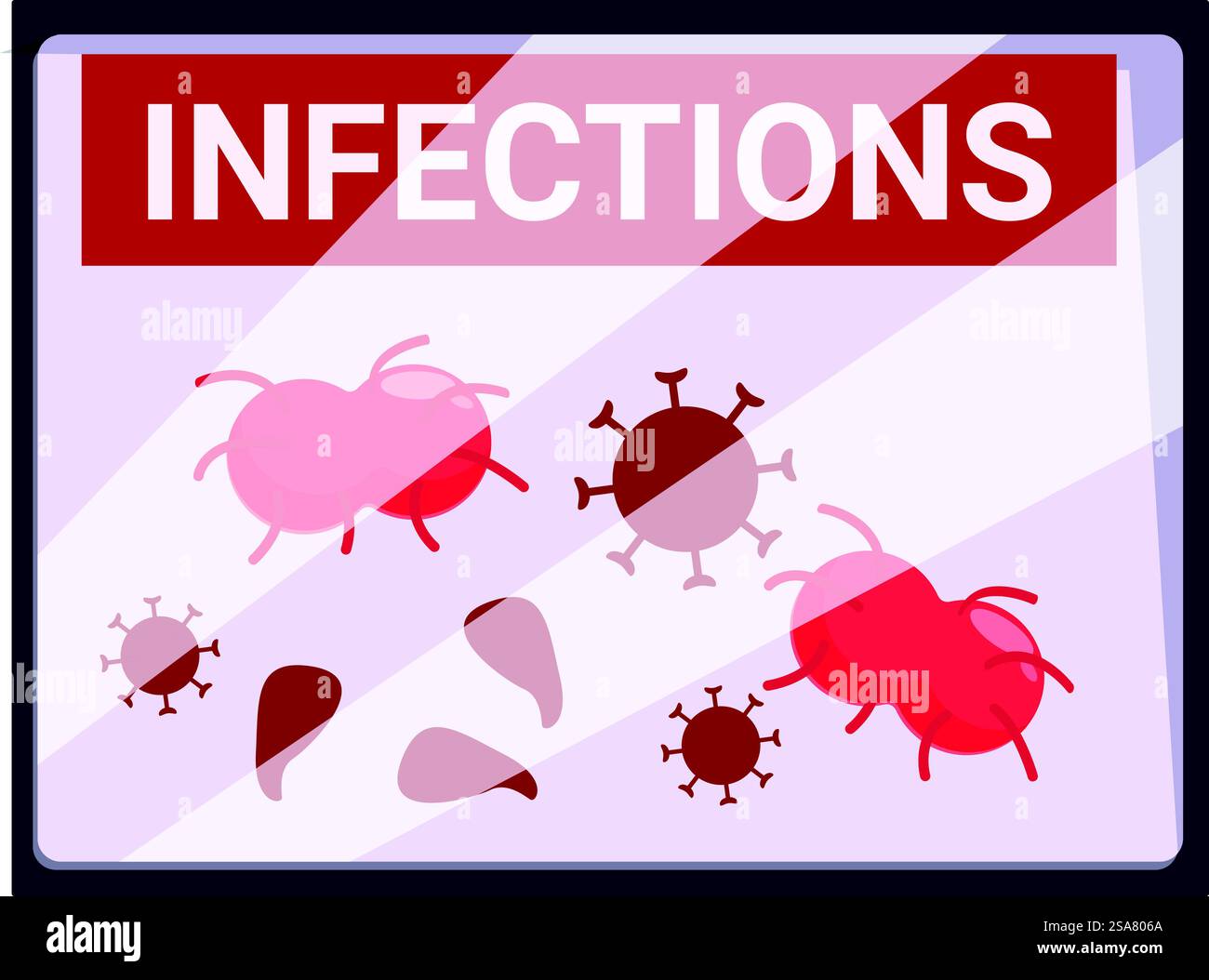 Infections sign with viruses, bacteria, and germs floating in a ...