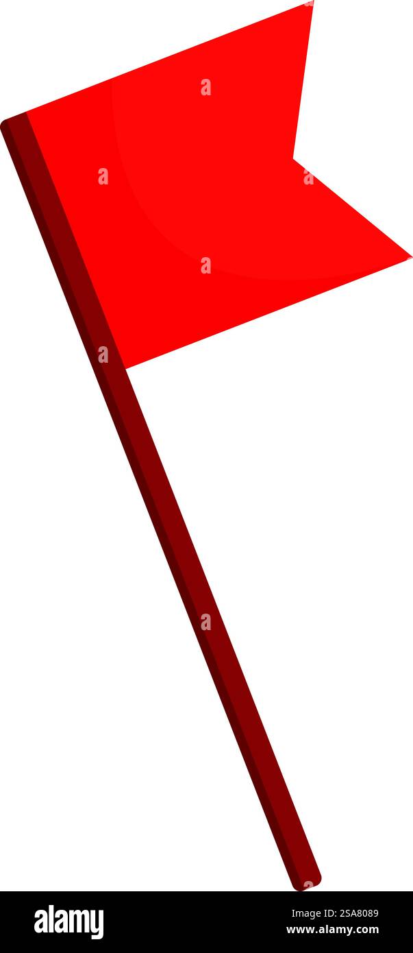 Red flag is waving in the wind on a wooden stick. Red warning flag ...