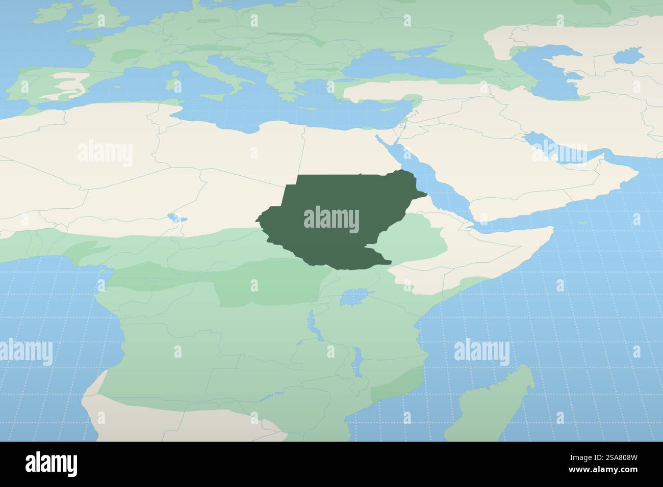 Sudan highlighted on a detailed map, geographic location of Sudan ...
