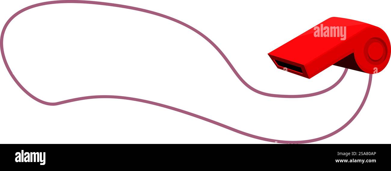 Red whistle is hanging on string and making loud, high pitched sound ...