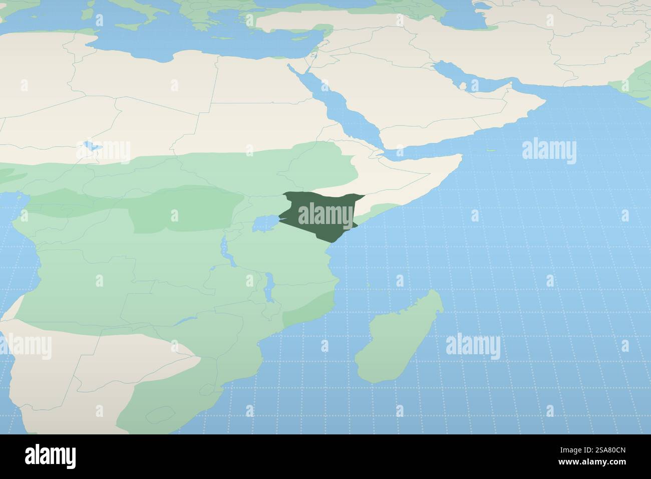 Kenya highlighted on a detailed map, geographic location of Kenya ...