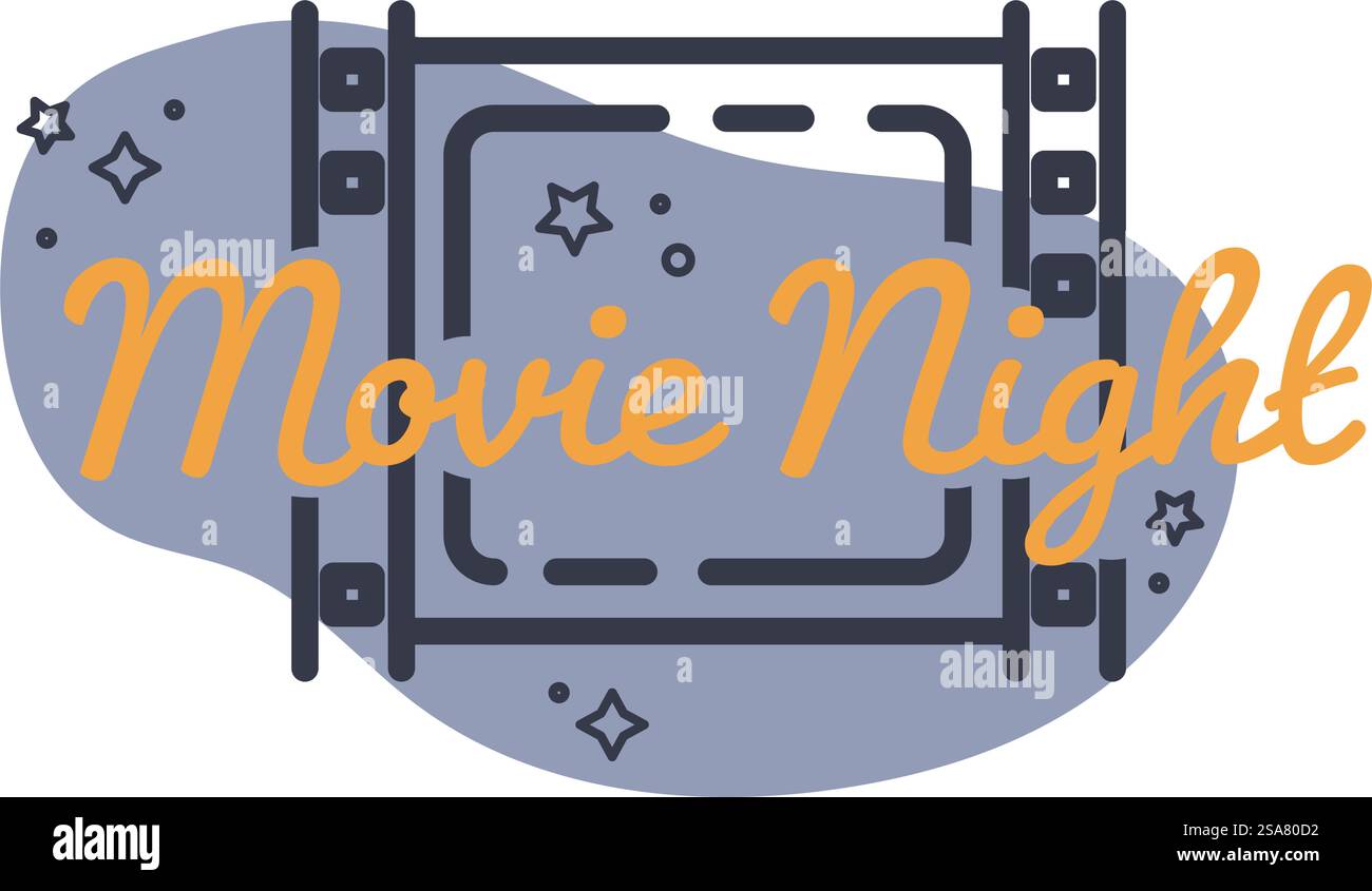 Film night, watching movies in cinema or hall, home entertainment ...