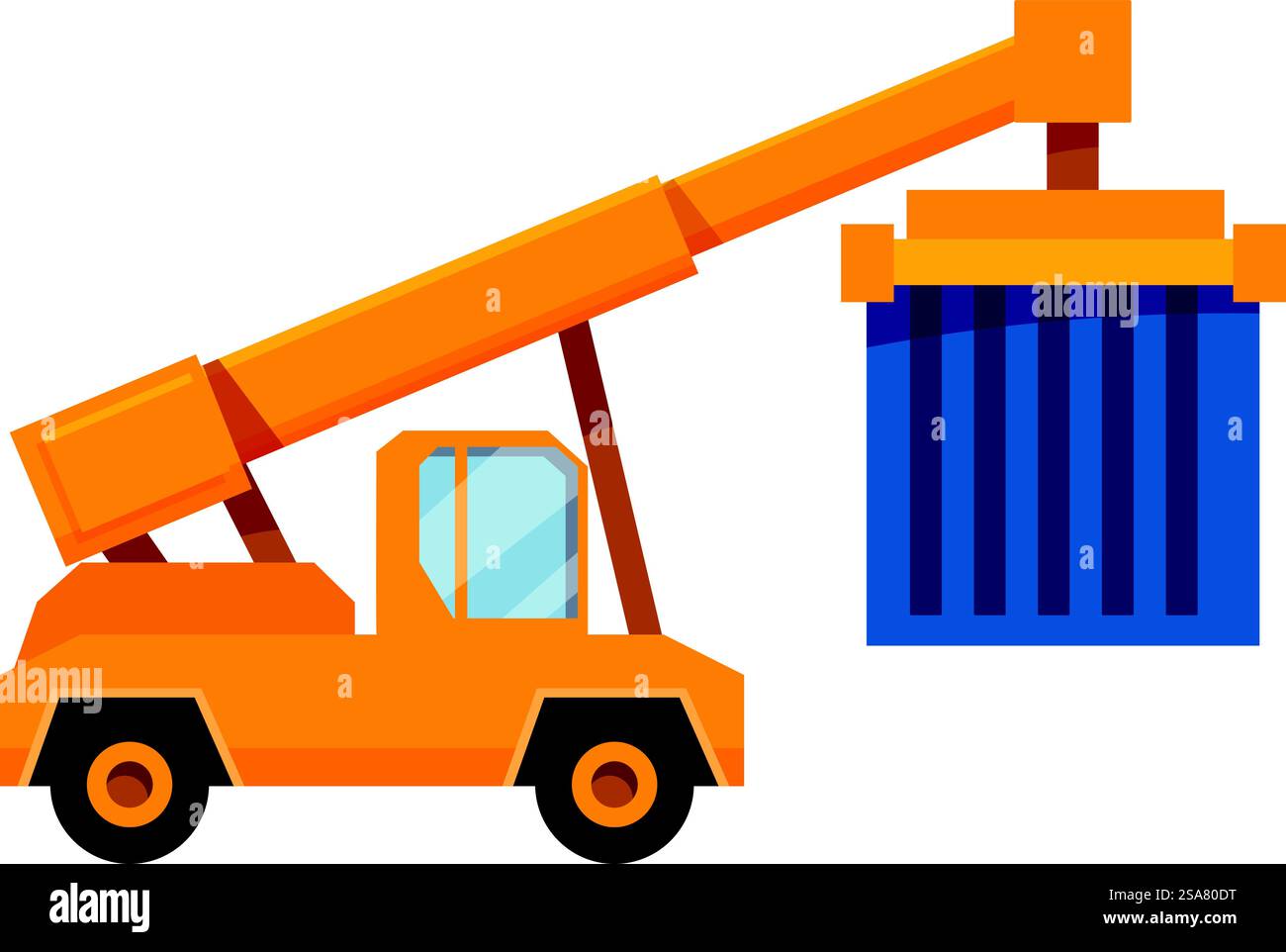 Mobile crane is lifting a container during construction work. Mobile ...