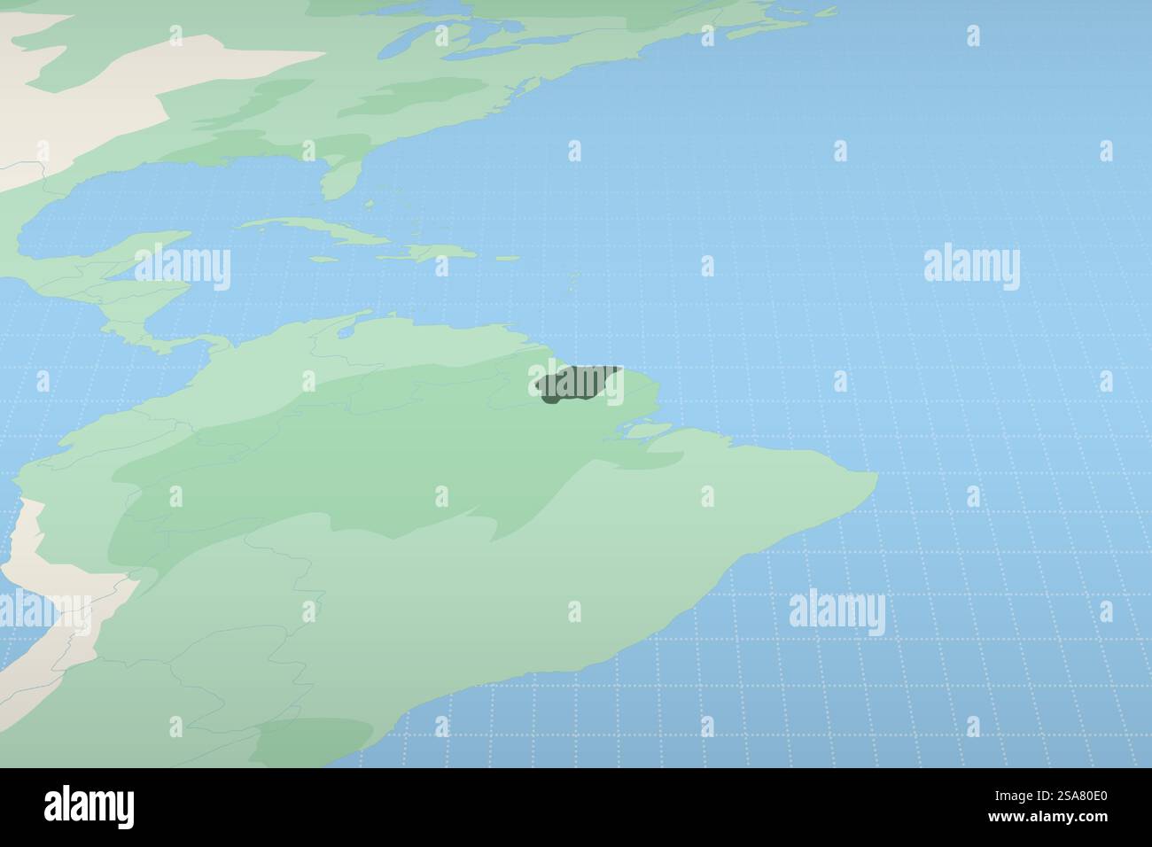 Suriname highlighted on a detailed map, geographic location of Suriname ...