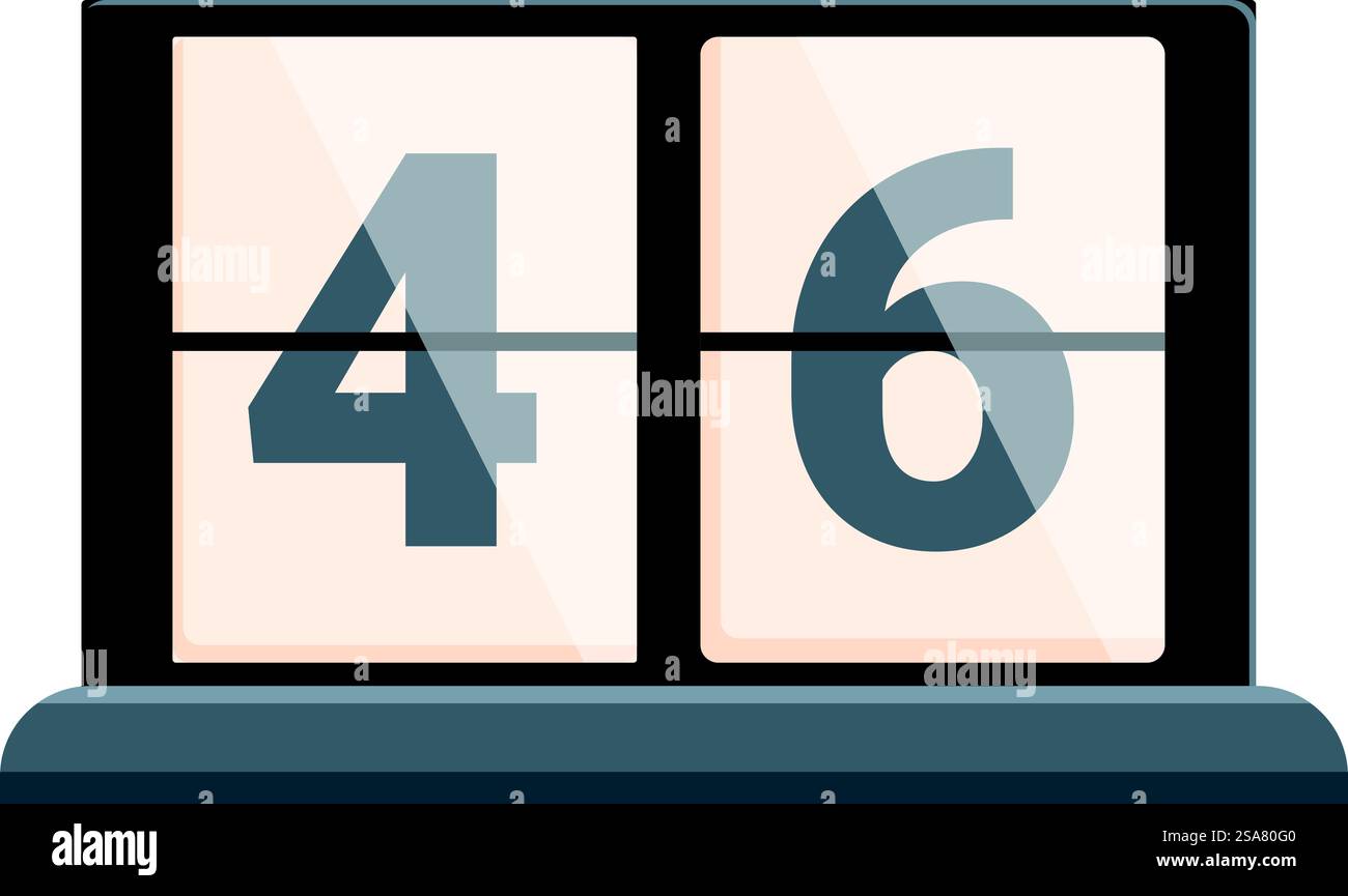 Retro flip clock is displaying the number 46 on a white background ...