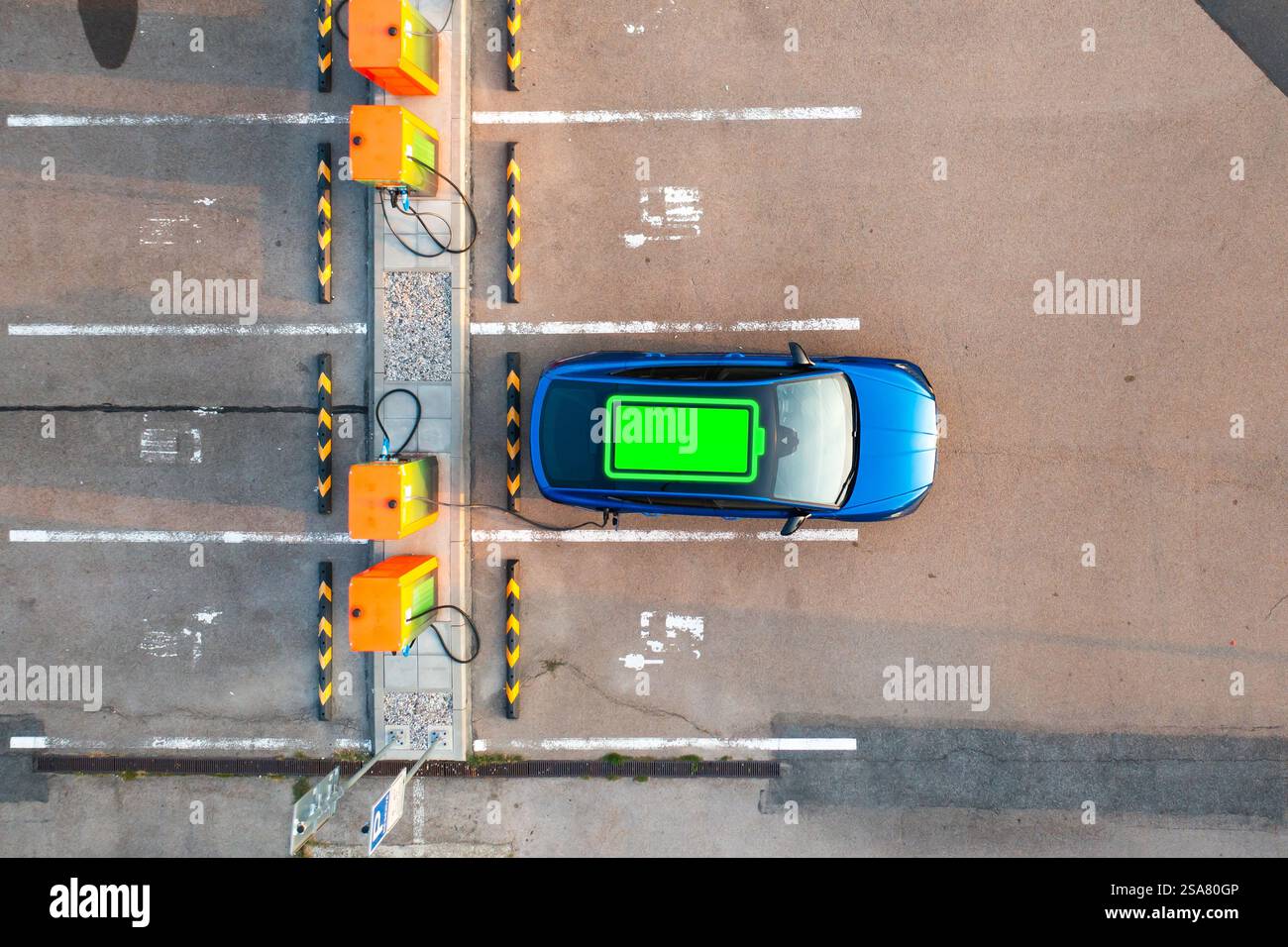 Green battery power status indicator is visible on the roof of an ...