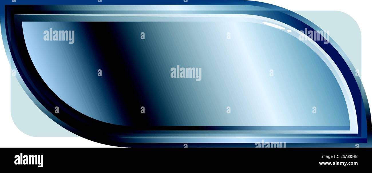 Rounded rectangle is showing a reflective surface with metallic ...