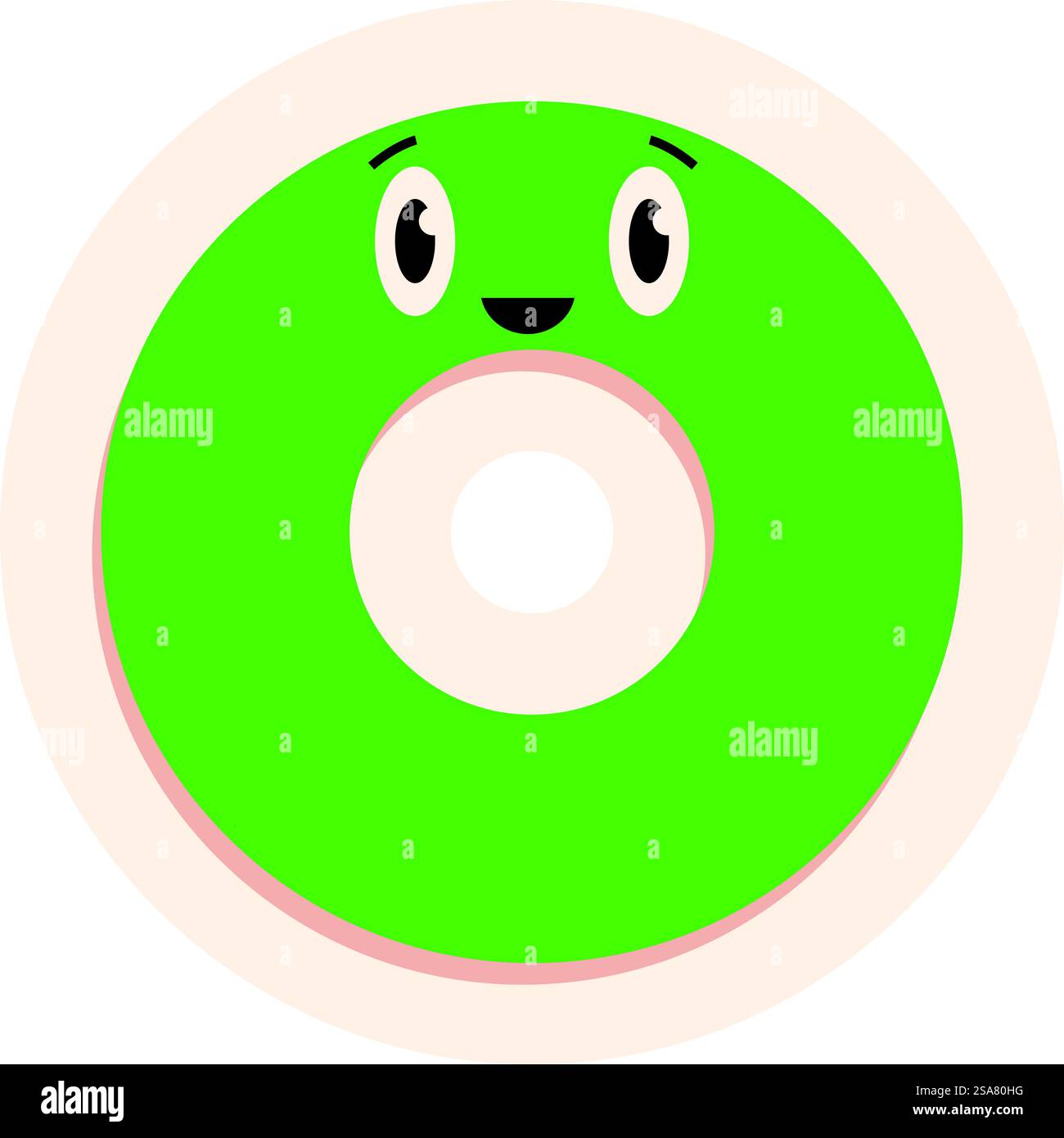 Cartoon illustration of a green circle character smiling. Green circle ...
