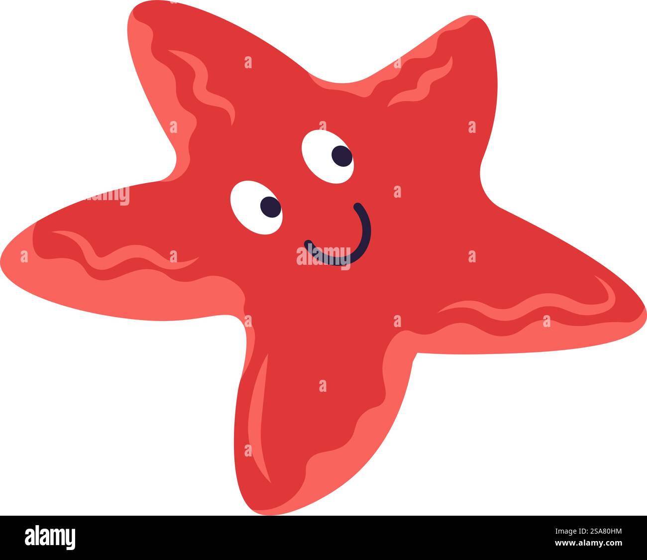 Marine personage with smiling expression, isolated starfish character ...