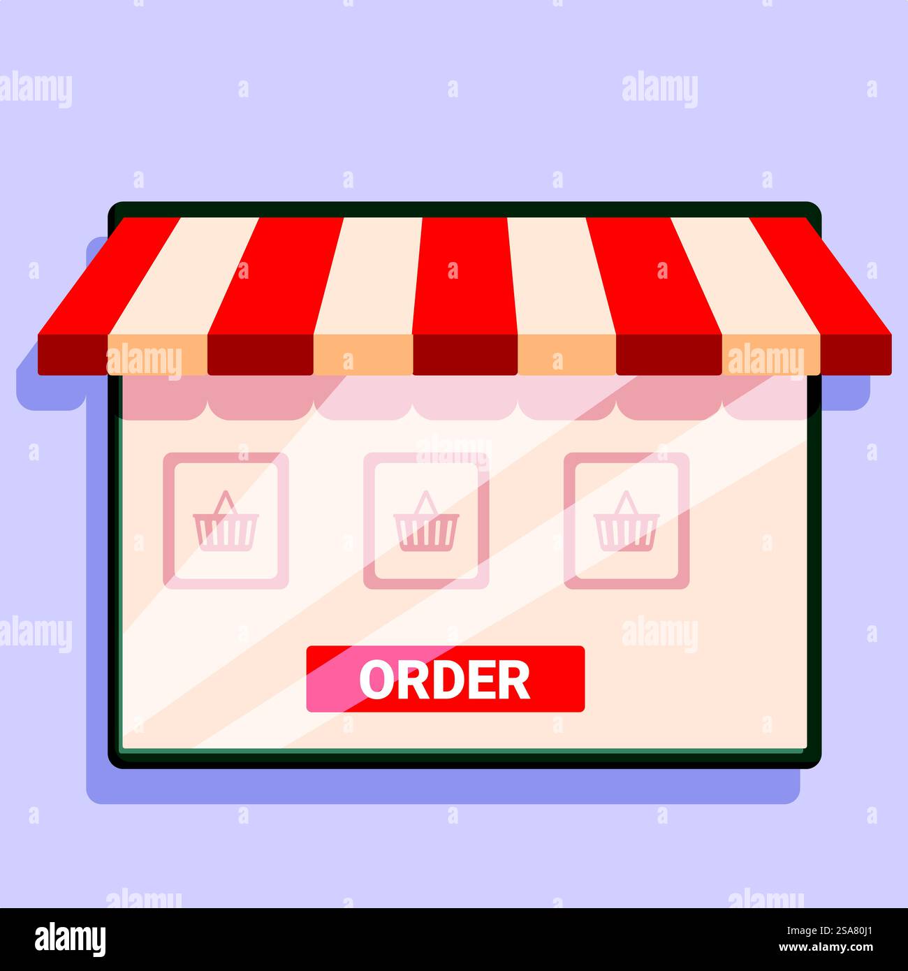 Online shop facade displaying an order button for placing orders ...
