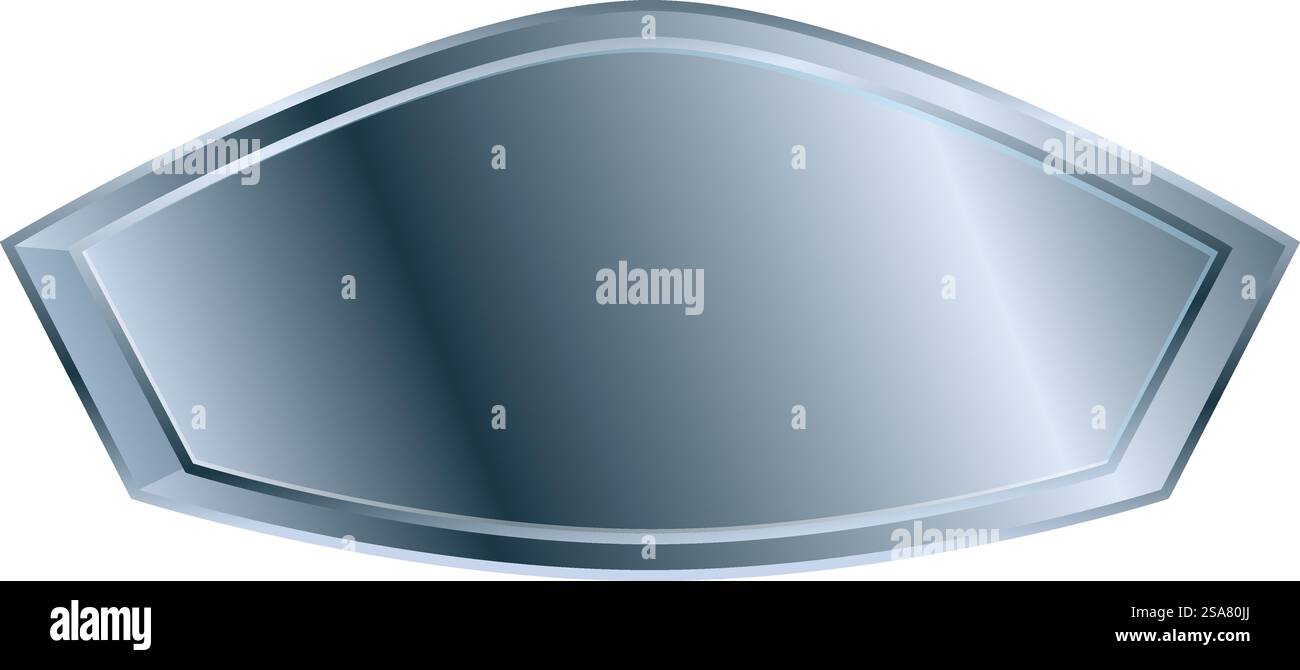Blank metallic silver shield plaque is reflecting light hi-res stock ...