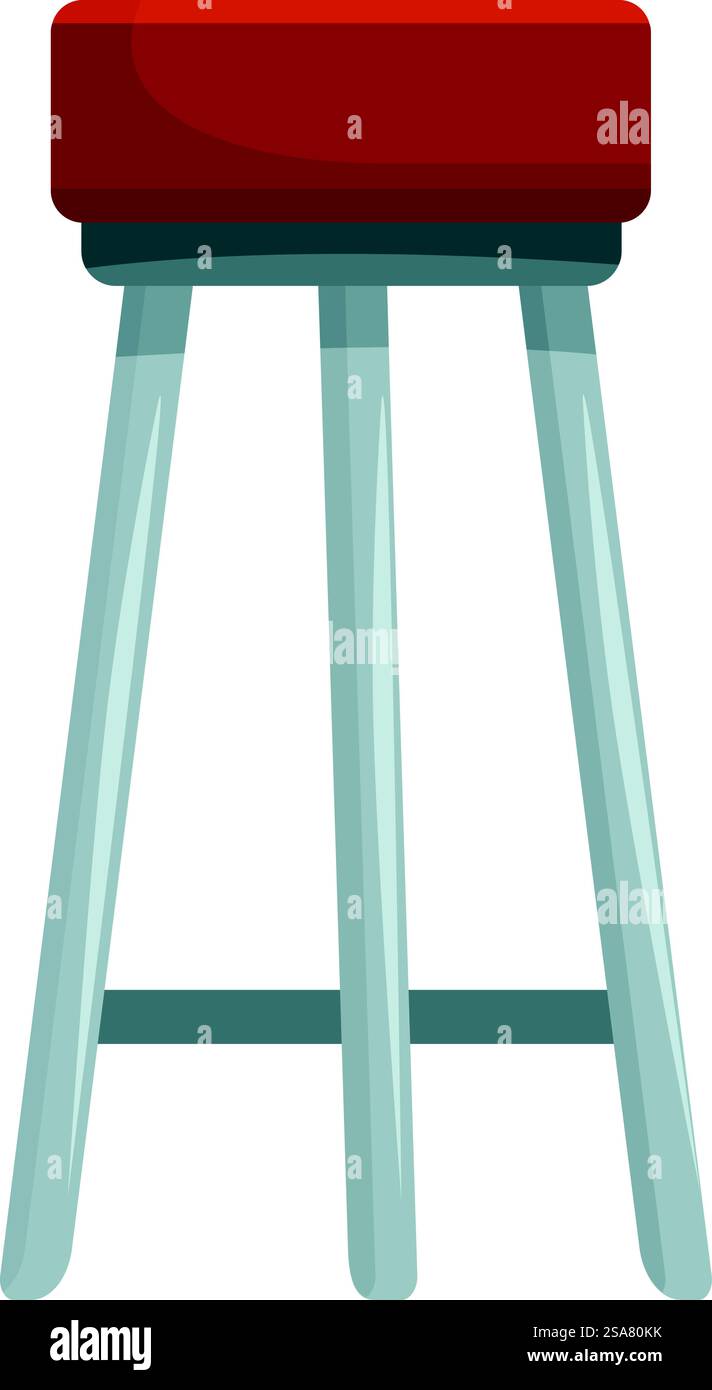 Simple and stylish bar stool with a red padded seat and three sturdy ...