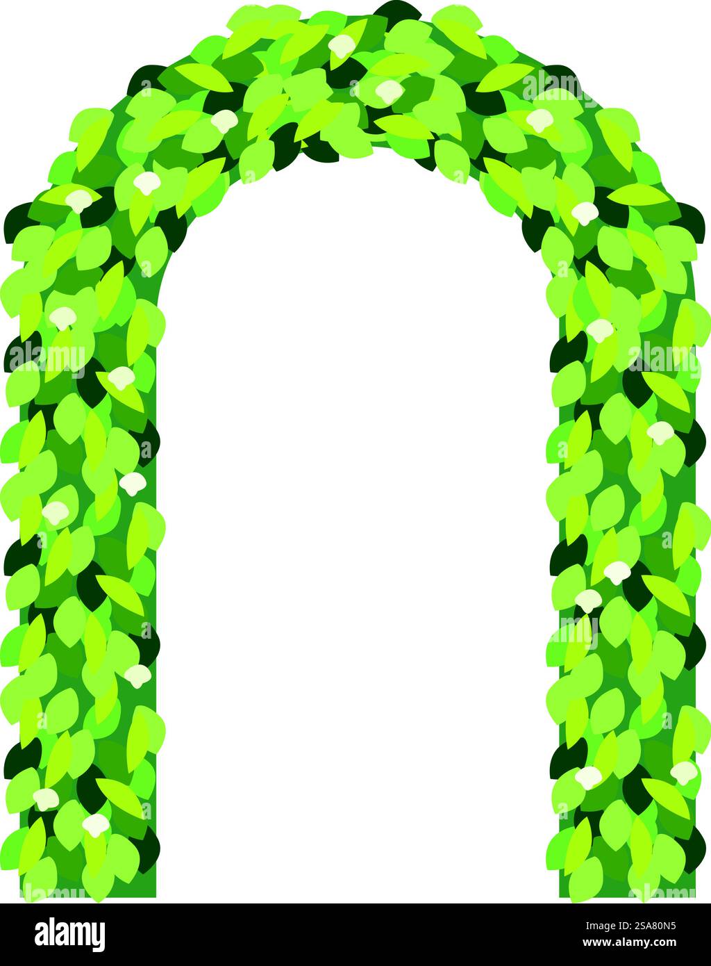 Wedding arch decorated with green leaves and white flowers for a ...