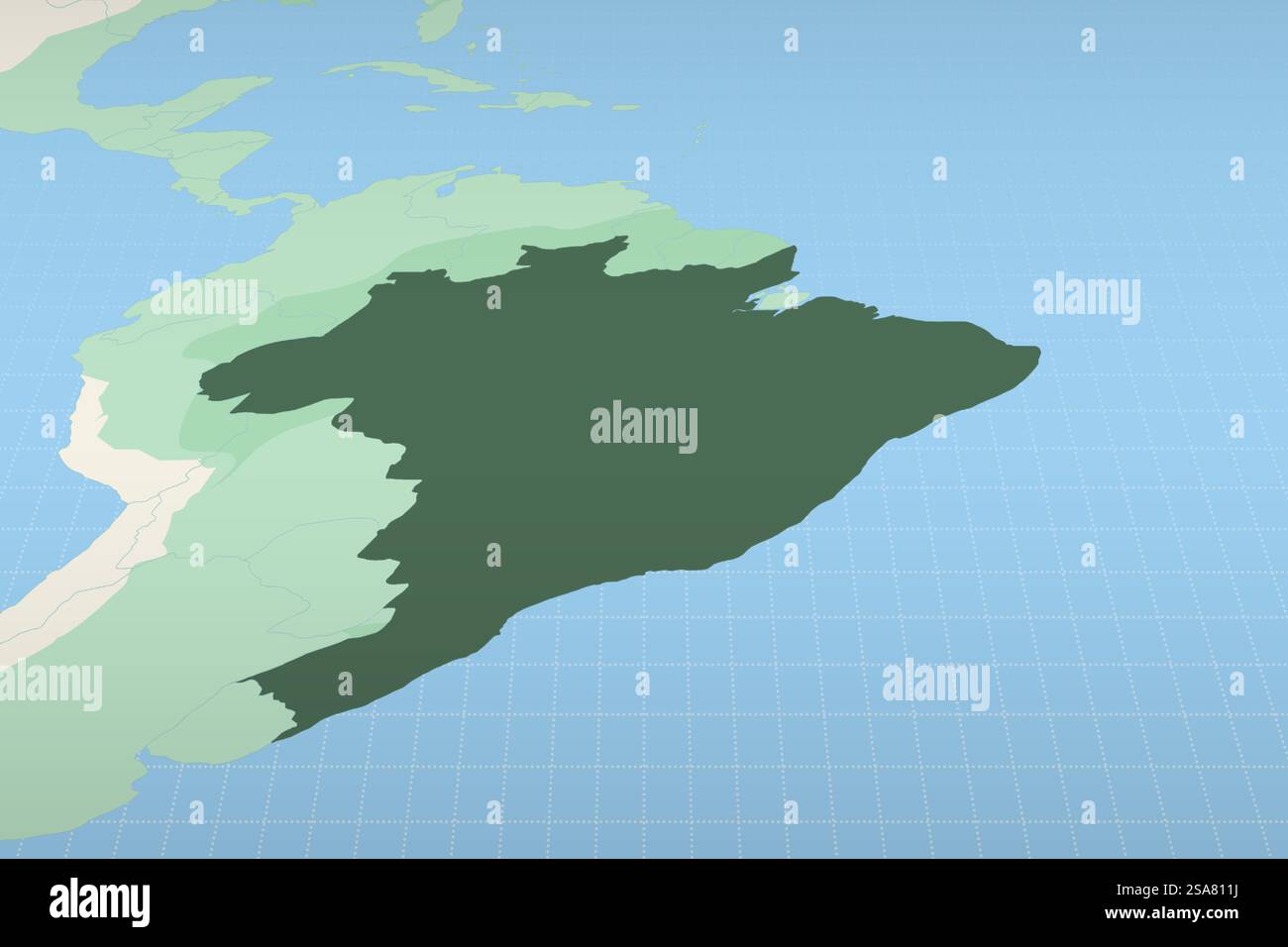 Brazil highlighted on a detailed map, geographic location of Brazil ...