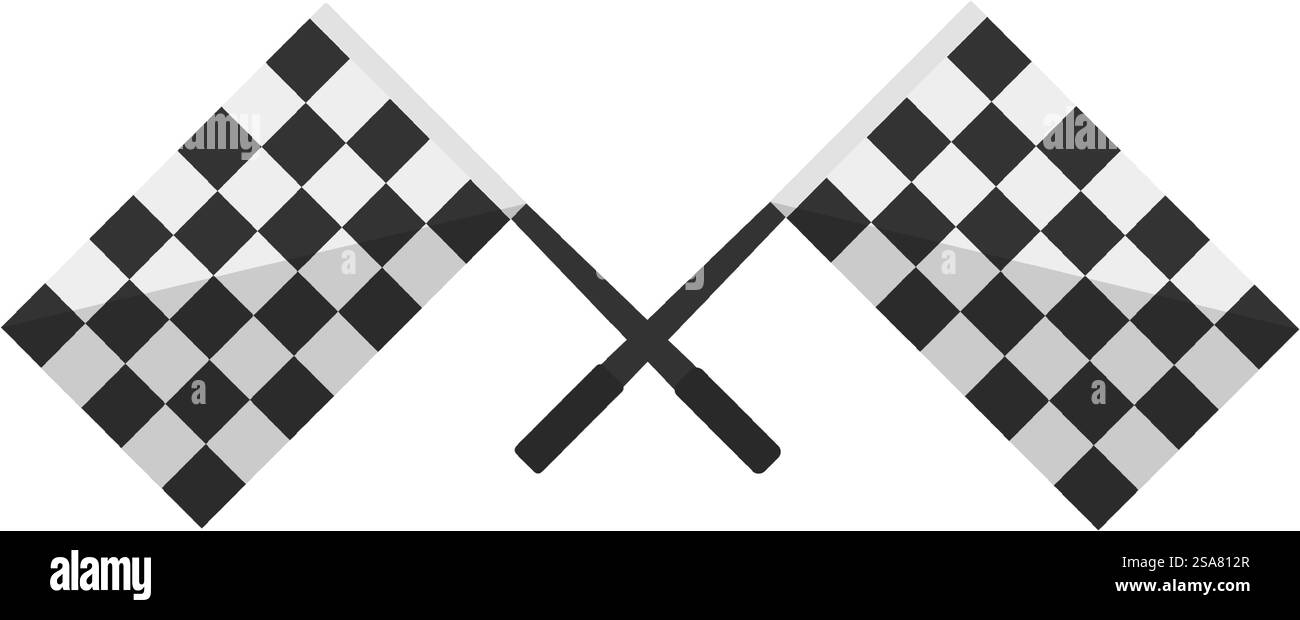 Finish of track for drivers, isolated crossed race flags with black and ...