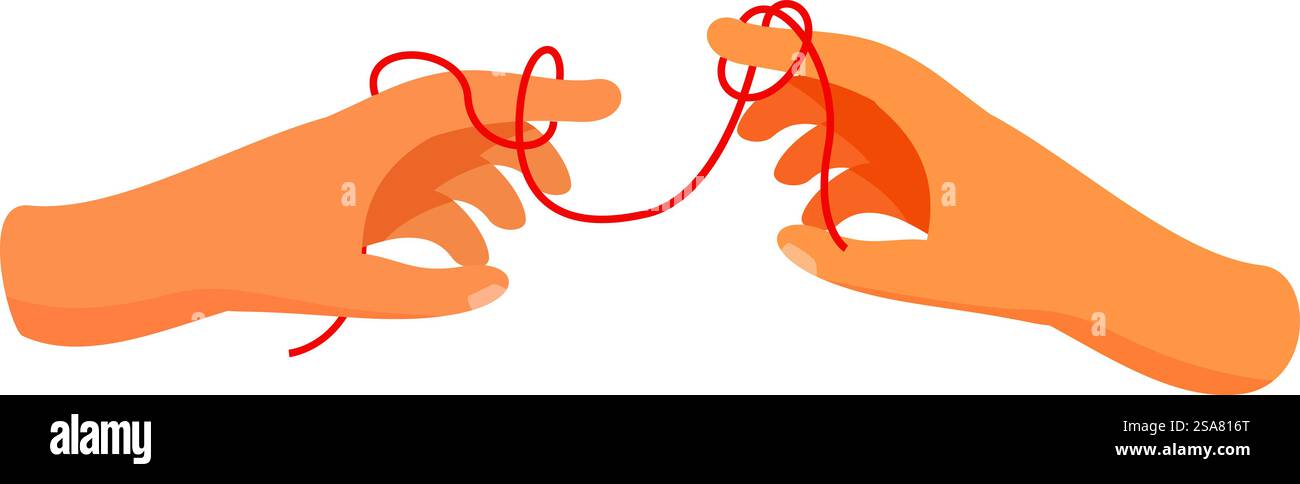 Two hands are connecting with red string symbolizing an unbreakable ...