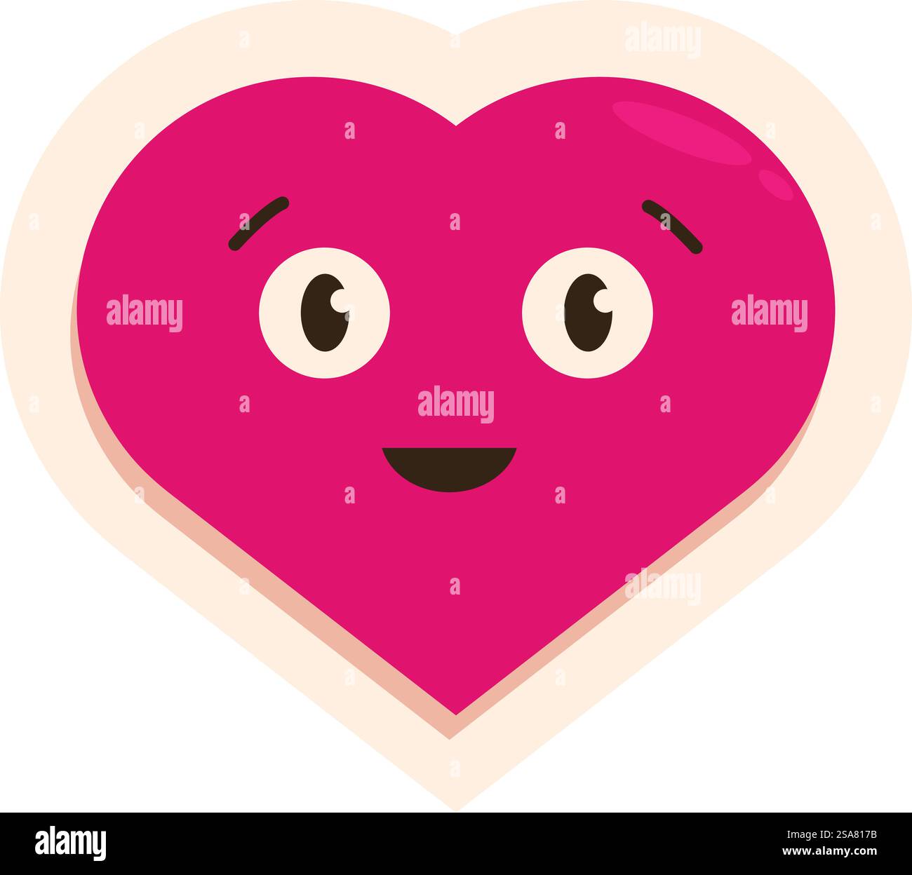 Cartoon heart smiling with big eyes, expressing love and happiness ...