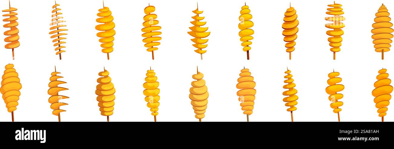 Tornado potato icons set. Set of various tornado potato showing ...