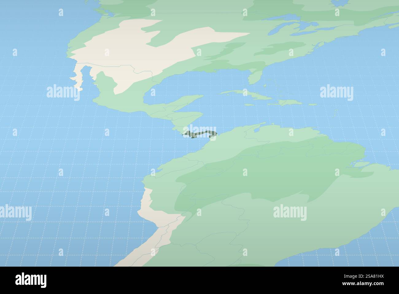 Panama highlighted on a detailed map, geographic location of Panama ...