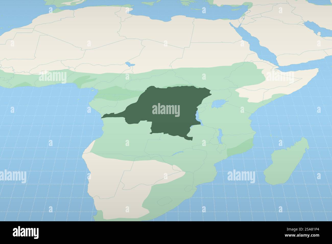 DR Congo highlighted on a detailed map, geographic location of DR Congo ...