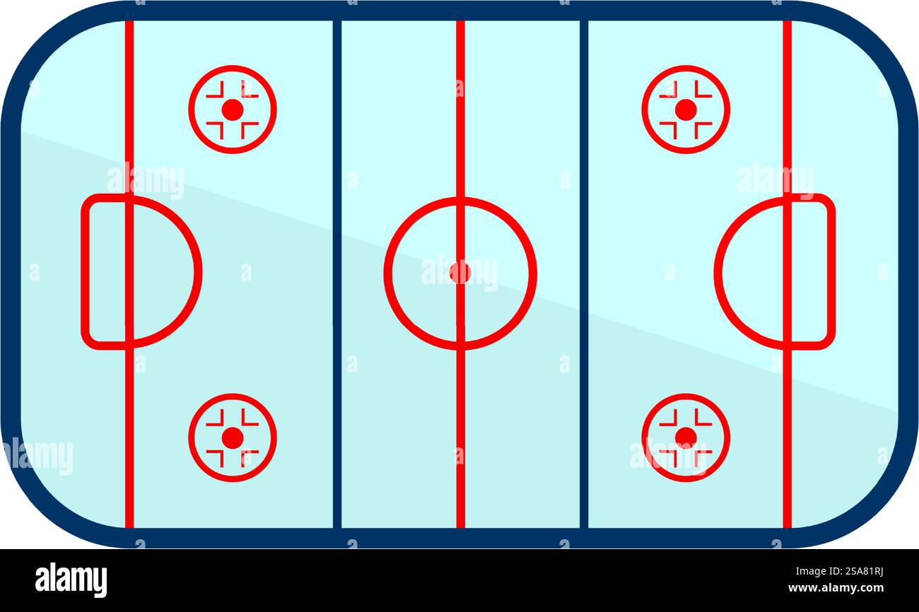 Ice rink for hockey match, field with marking and goal gate, zones for ...
