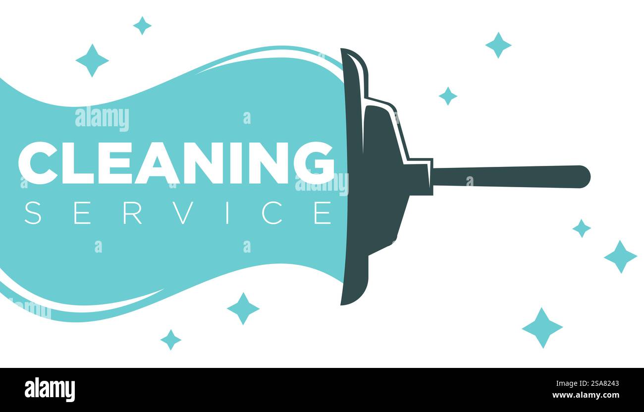 Business card or company logo of clearing services. Sparkling stars and ...