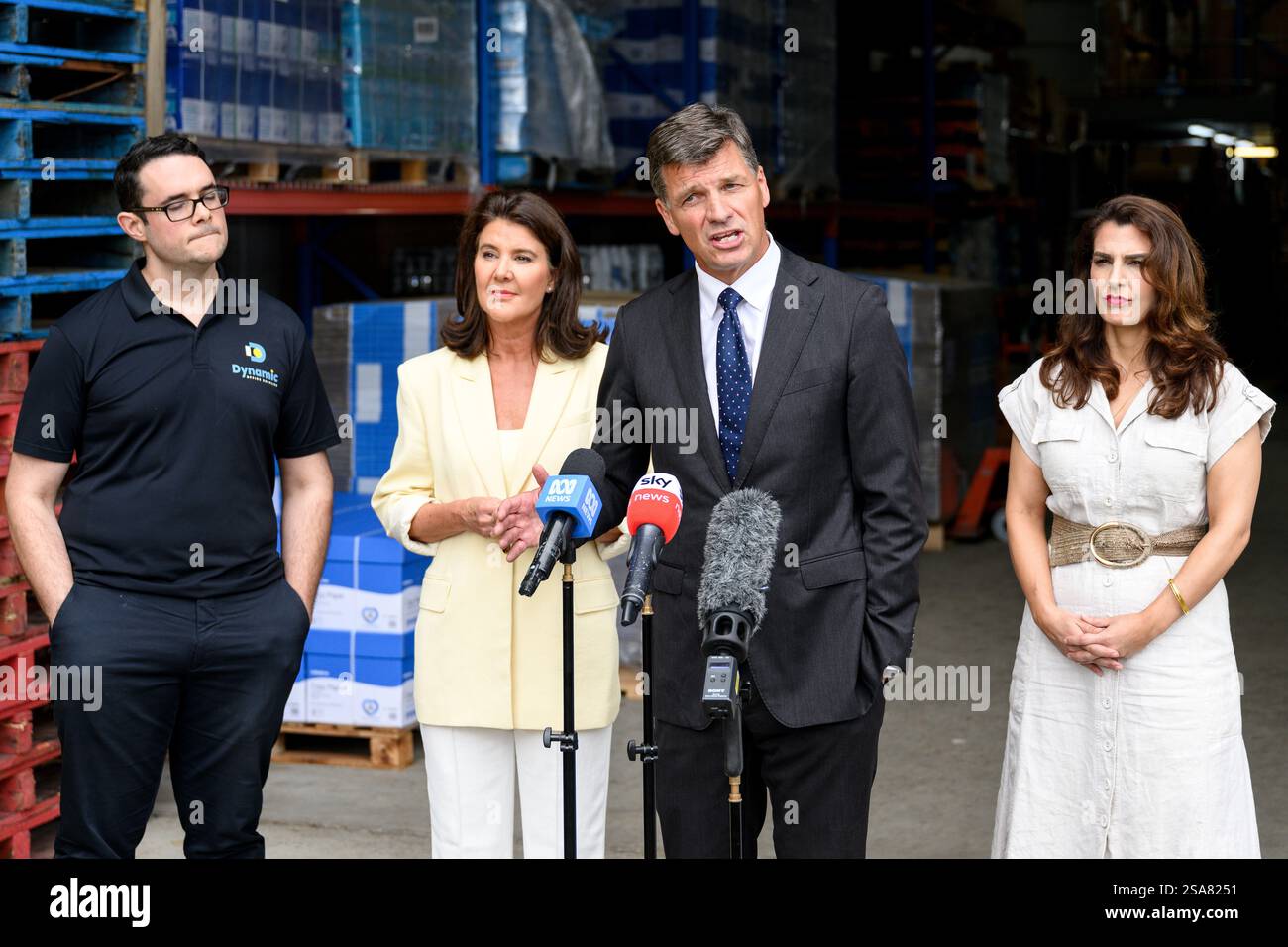 Shadow Treasurer Angus Taylor answers questions during a visit to ...